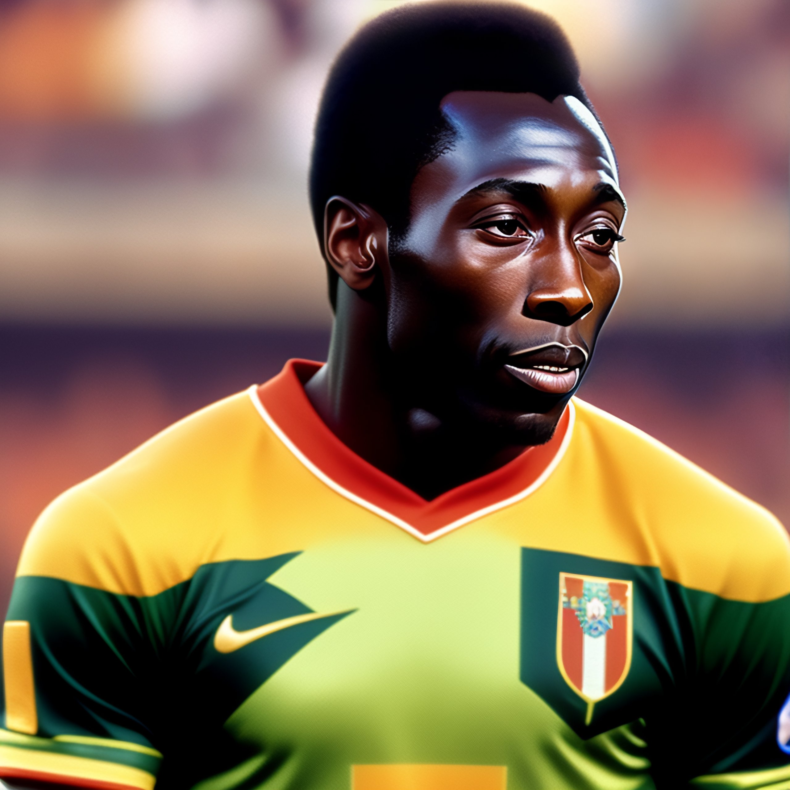 Lexica - Image of footballer Pele realistic cartoon in shirt of ...