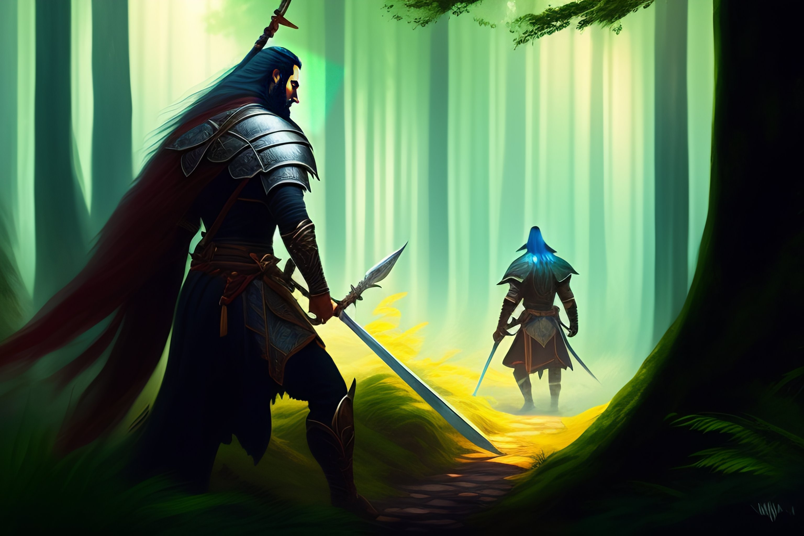 Lexica - Concept art digital painting of two warrior fighting in the ...