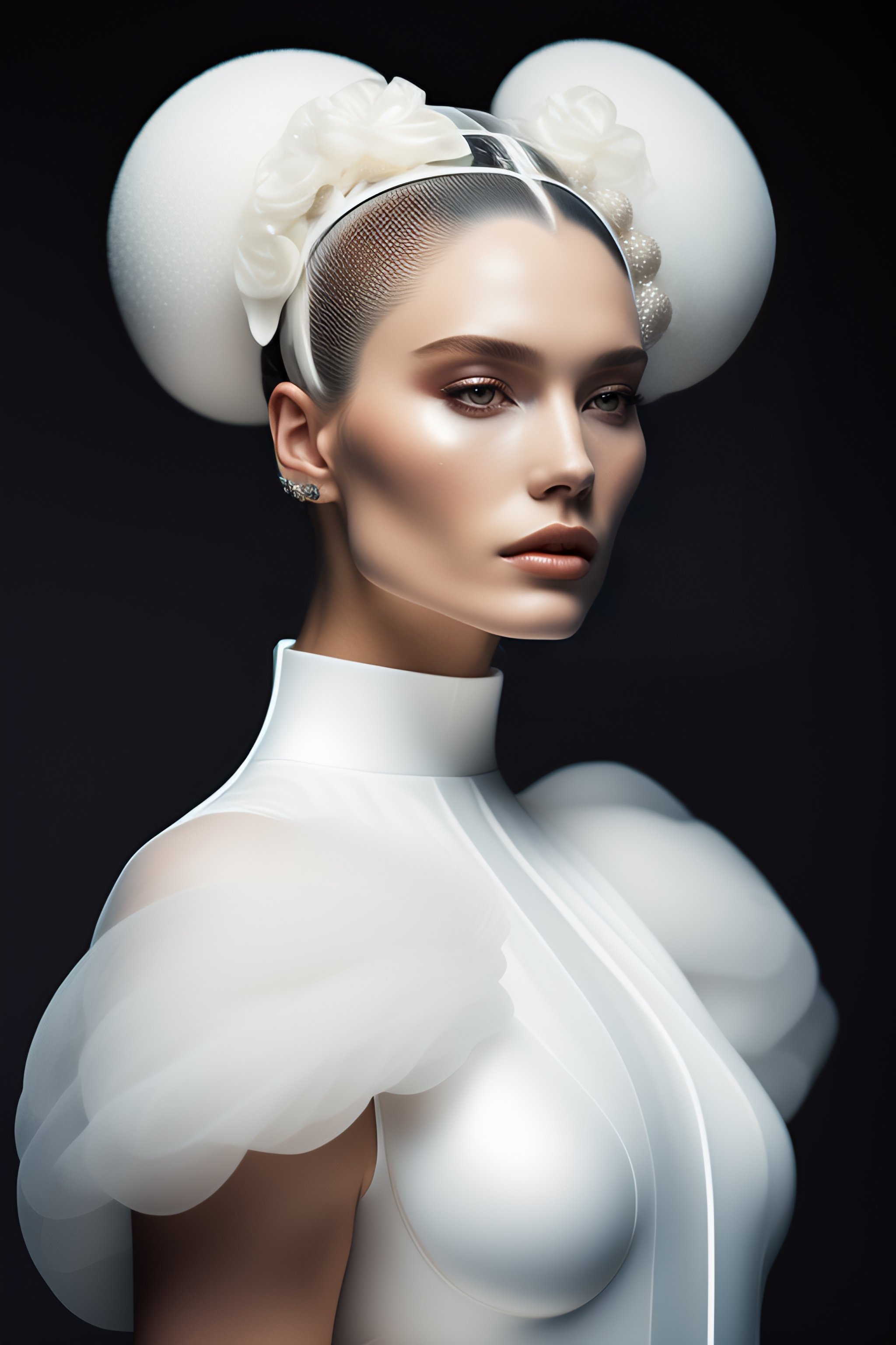 Lexica - Portrait of a woman wearing a white embroidered translucent ...