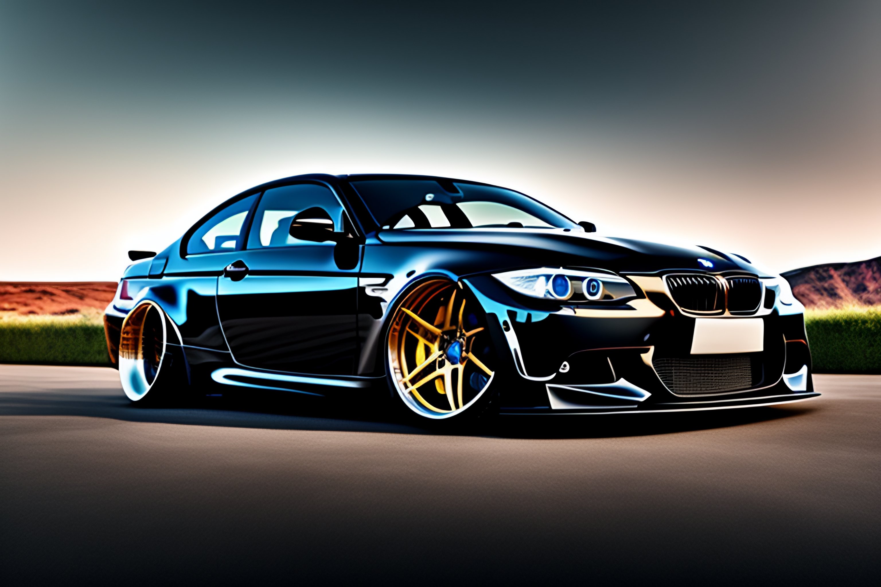Lexica - BMW E92 dropped, big rims, black color, hyper realystic ...