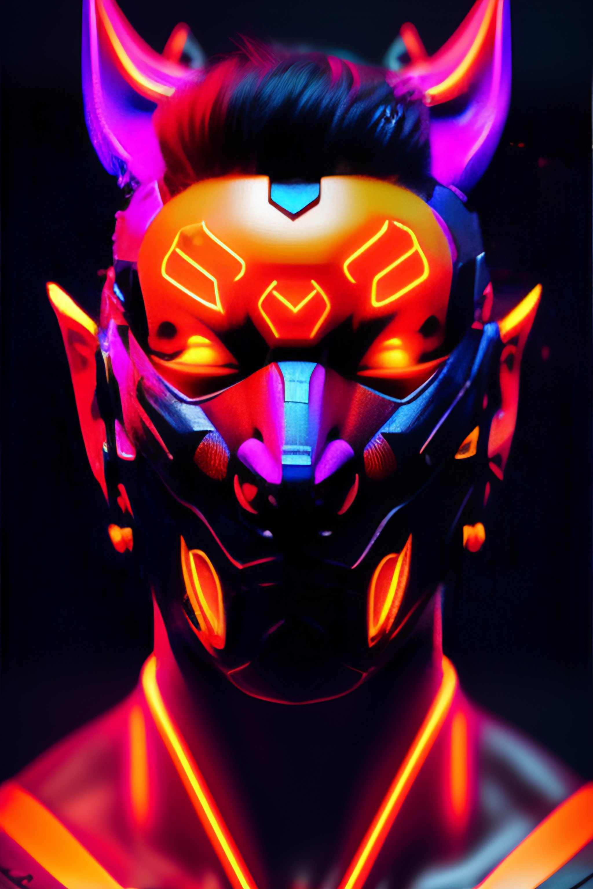 Lexica - Oni mask,cyberpunk, neon