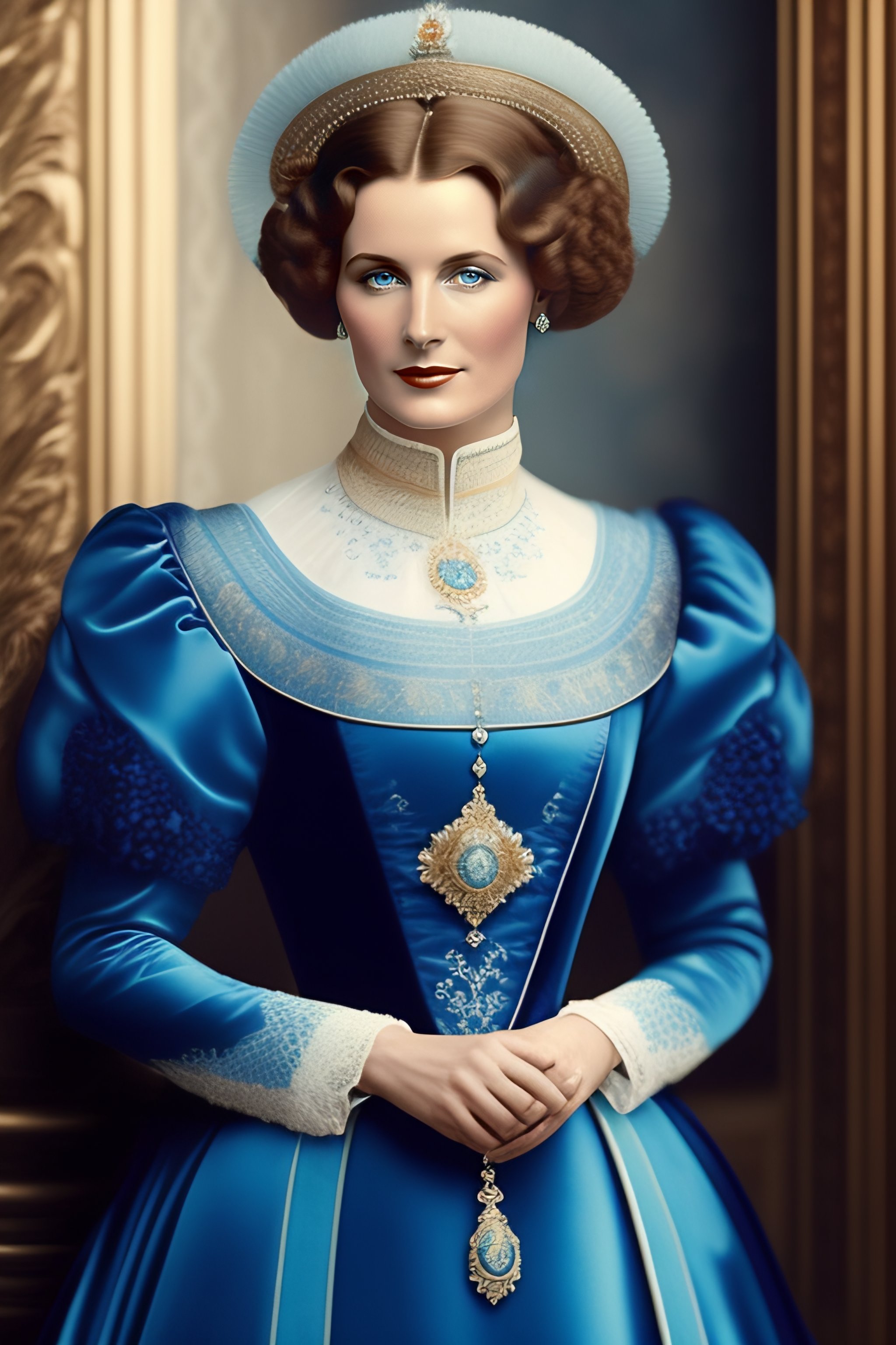Lexica - Picture of an edwardian duchess wearing blue edwardian dress