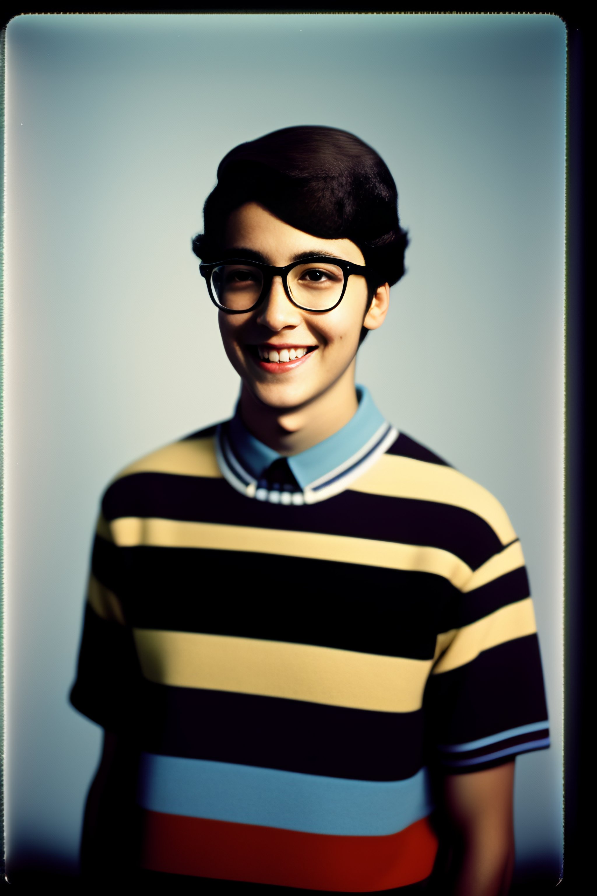 Lexica - 1984 Polaroid portrait of a nerd man with bad acne, thick ...