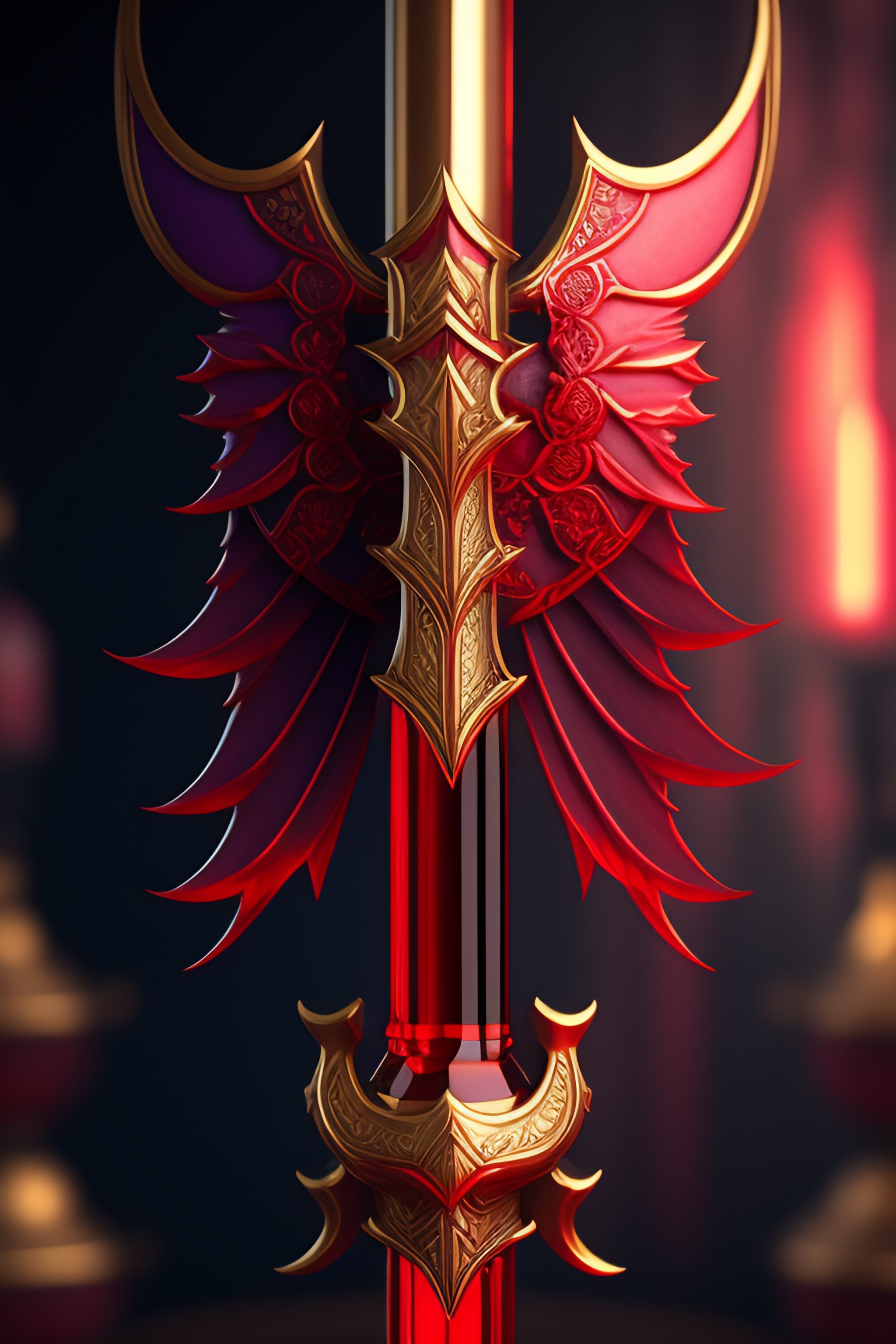 Lexica - Fantasy longsword made of transparent red glass, evil magic ...
