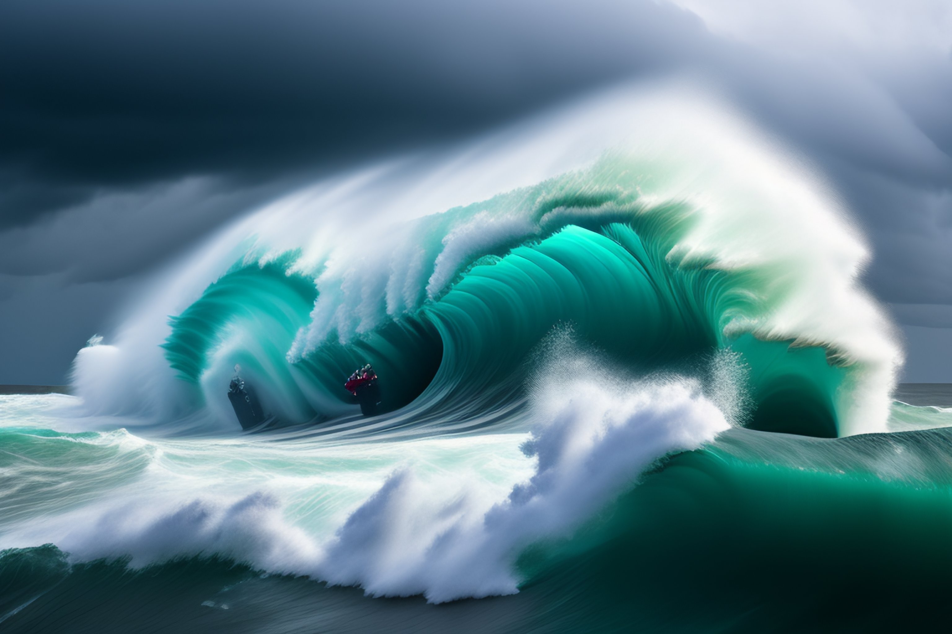 Lexica - Big dramatic waves storm surge boat