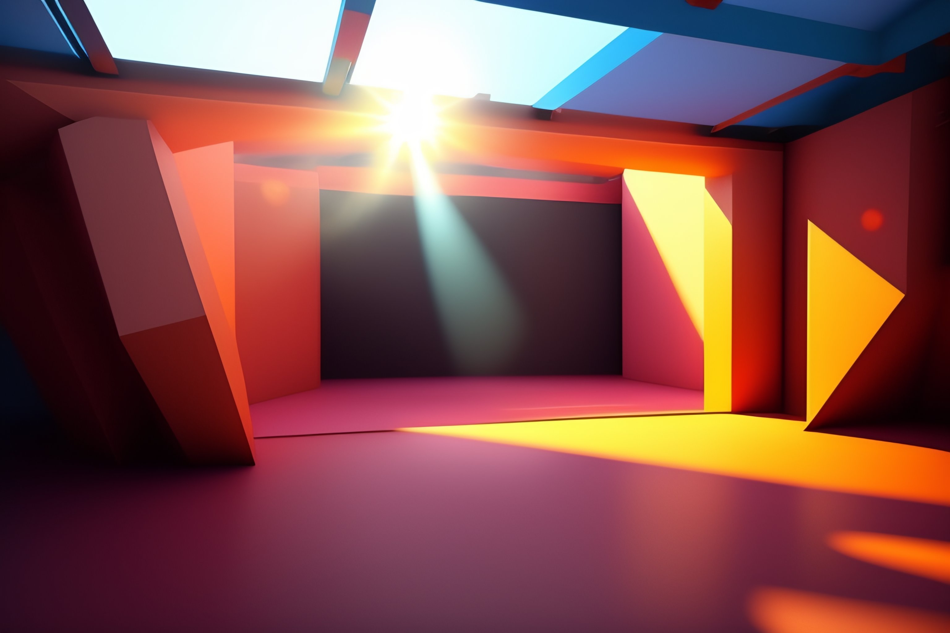 Lexica - A big and cute stage made of floating polygons. bright ...