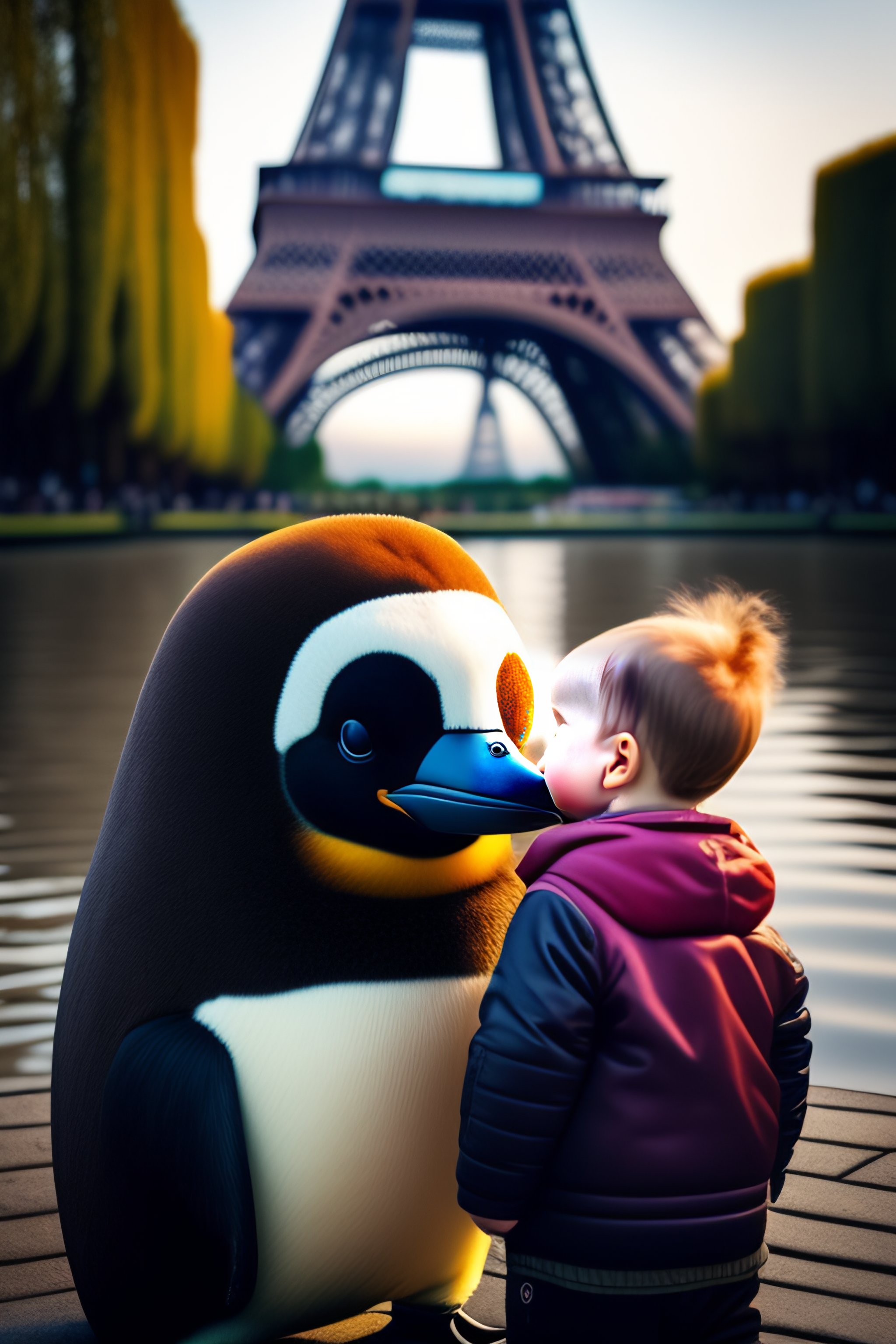 Lexica - Pinguin visiting the eiffel tower