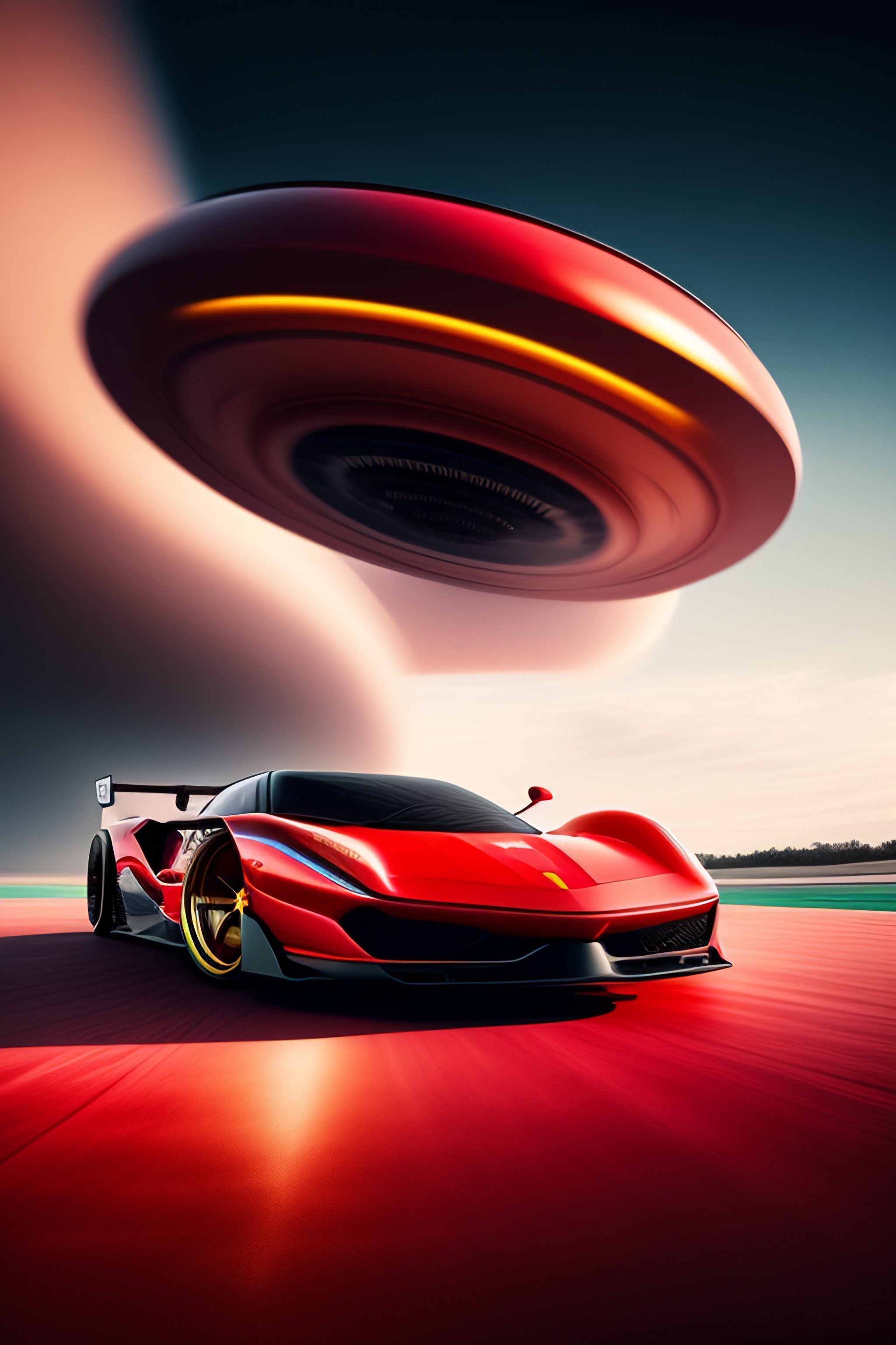 Lexica - A red Ferrari on a futuristic race track