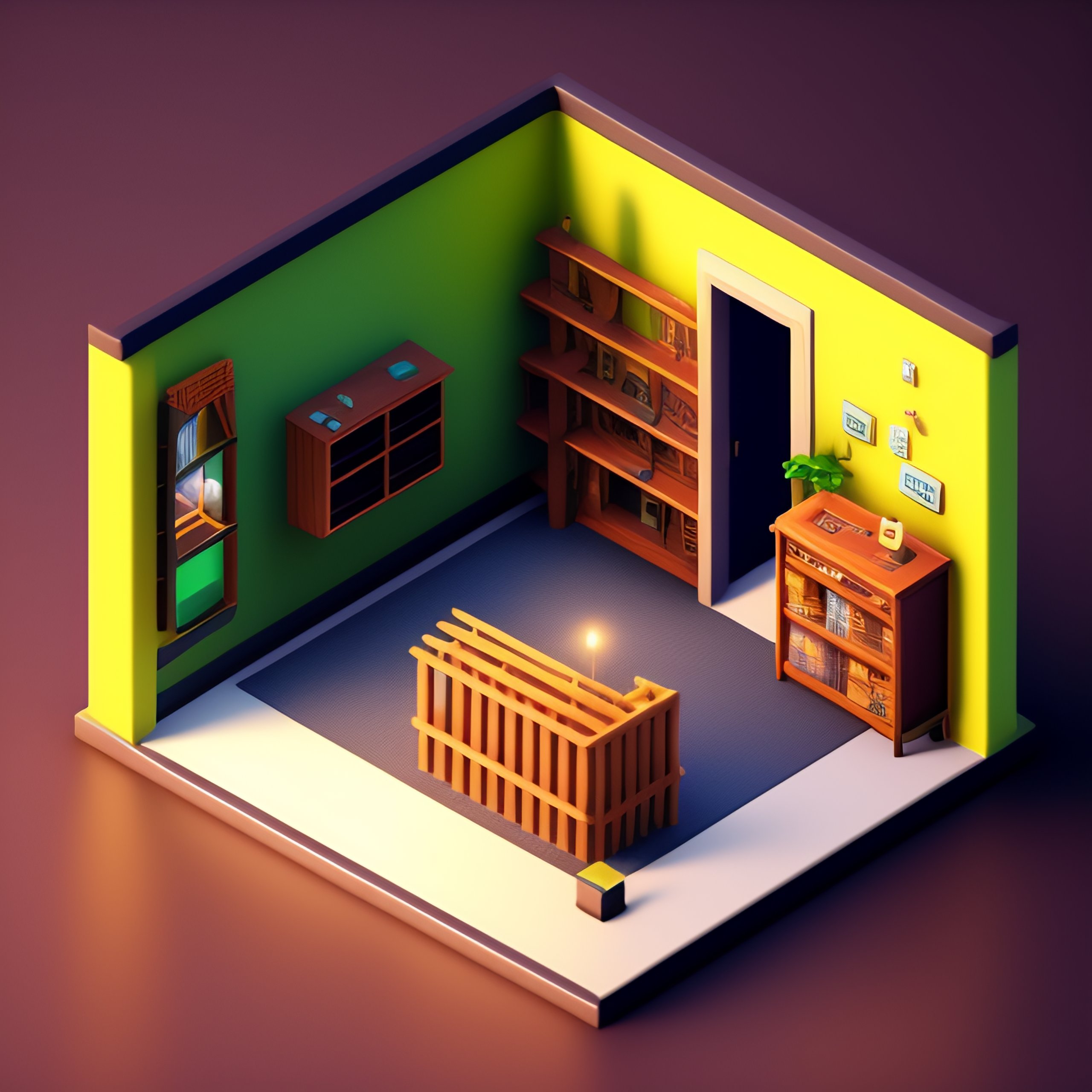 Lexica - Isometric render of a room, under construction, video game ...