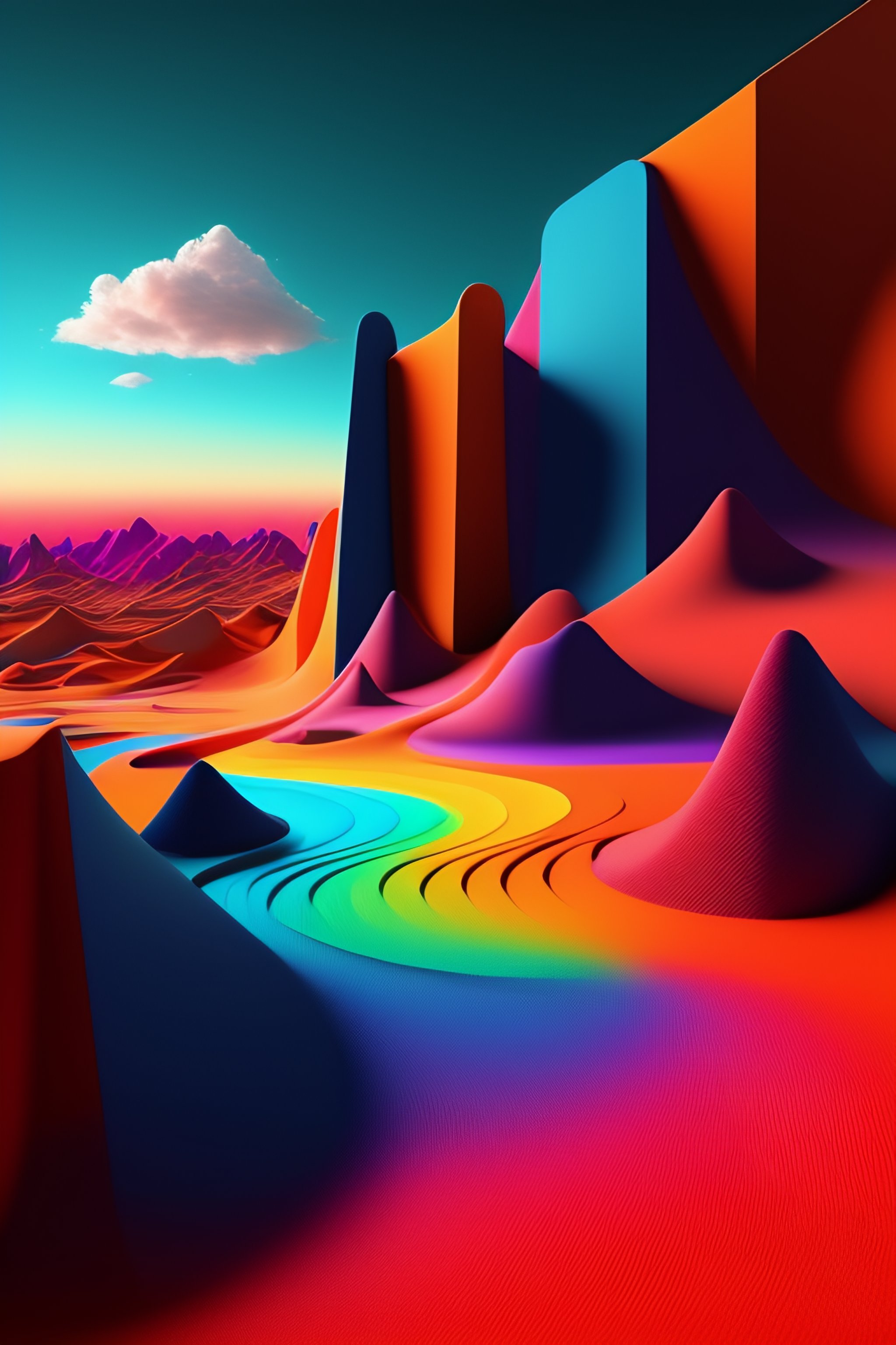Lexica - 3d abstract topographical colourful terrain with gridlines on ...