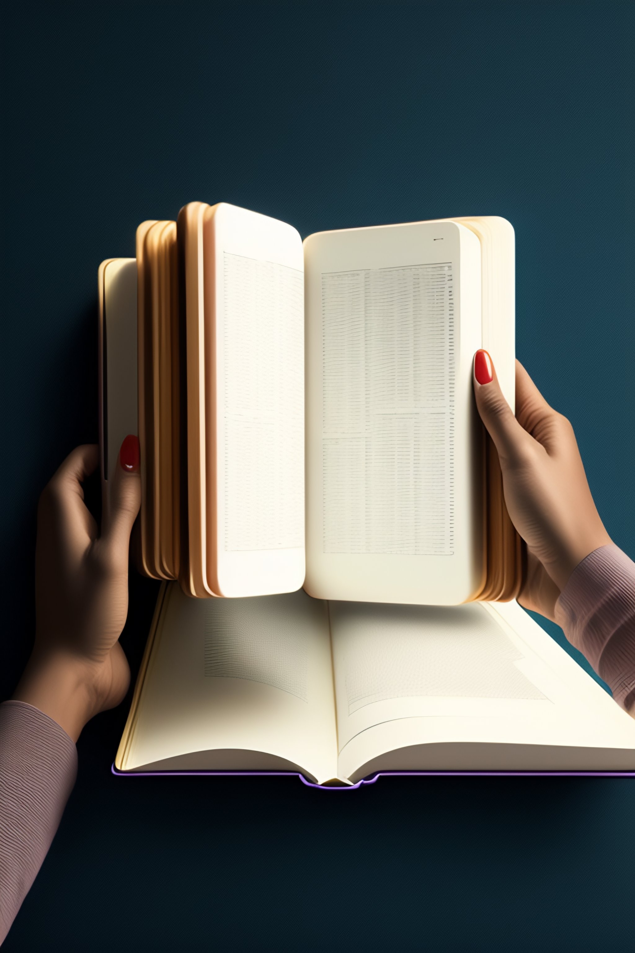 Lexica - Braille pins, open book, hands, reading