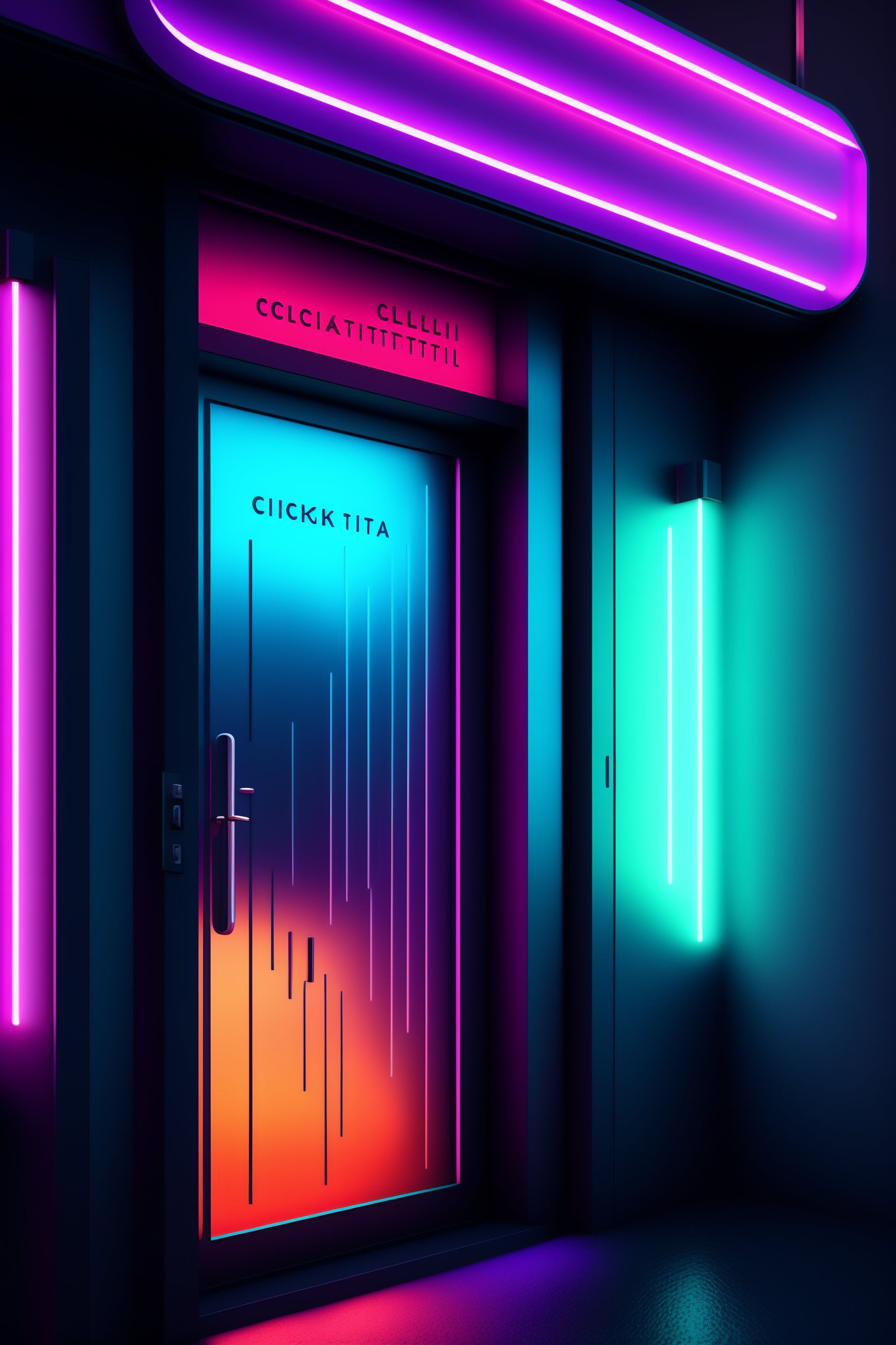 Lexica - Cocktail club door outside, its raining, cyber, neon digns ...