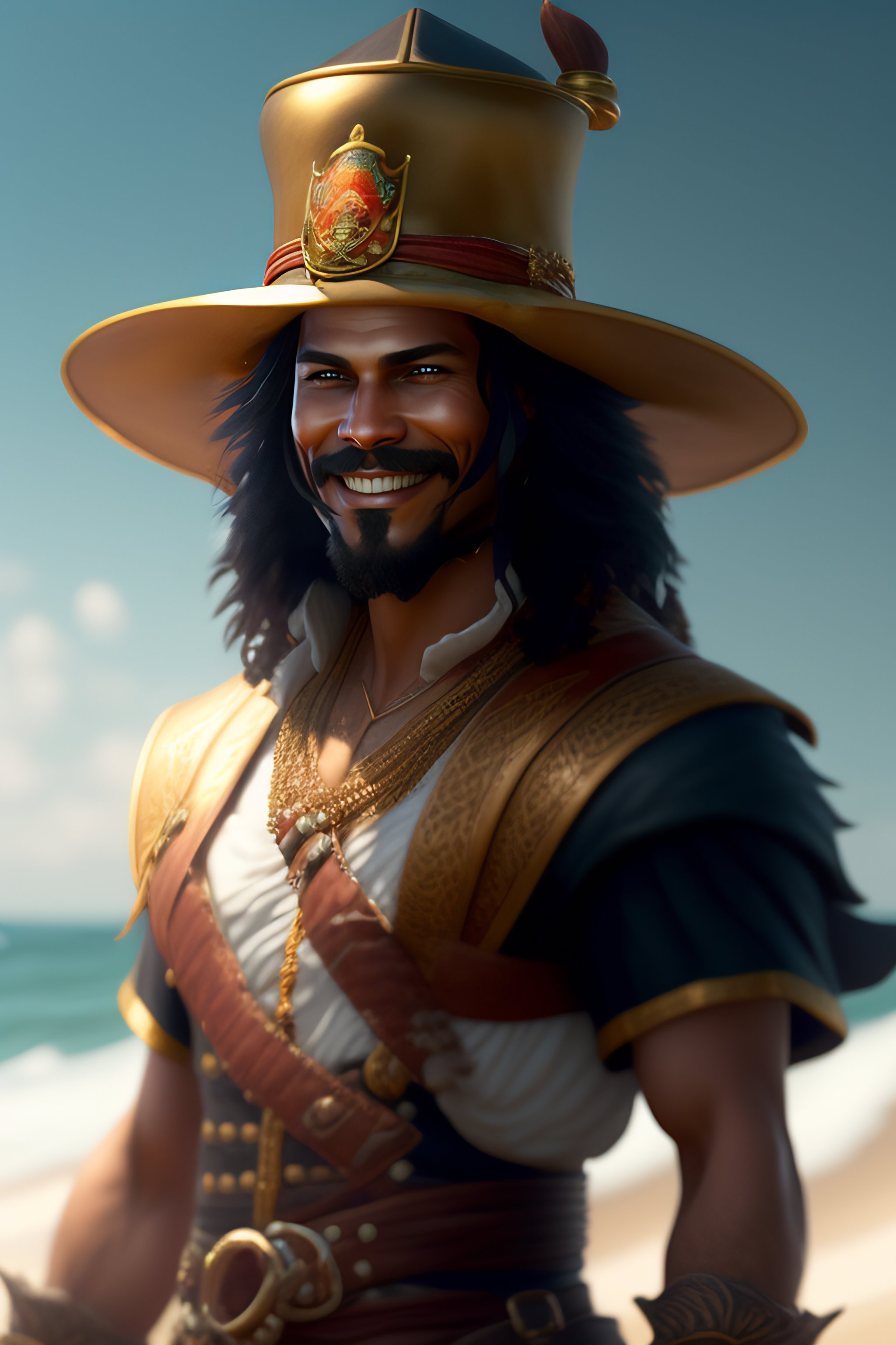 Lexica - A smiling pirate, wearing a pirate hat at sea, art by Greg ...