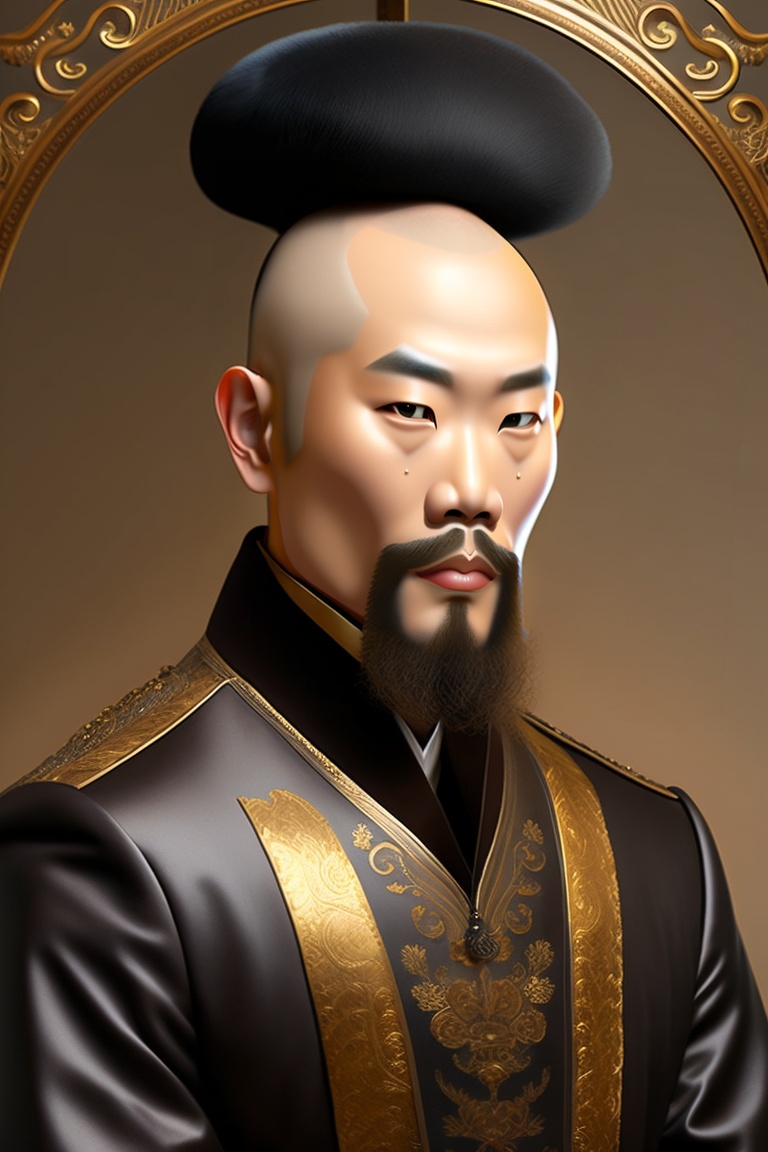 Lexica - Chinese man . 45 age bald with a Classic black silk Tang suit ...