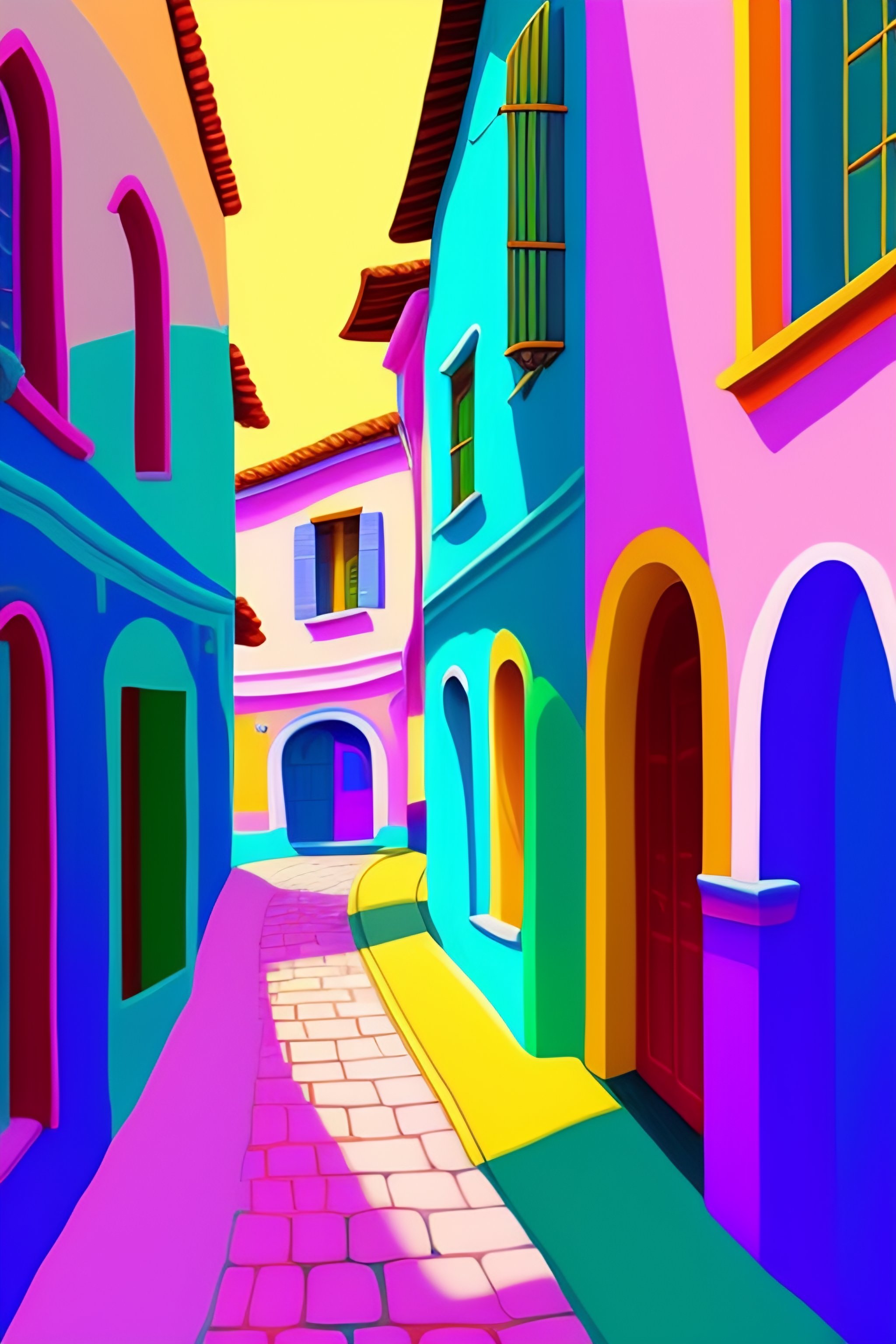 Lexica - Draw an illustration of a village bathed in bright and varied ...