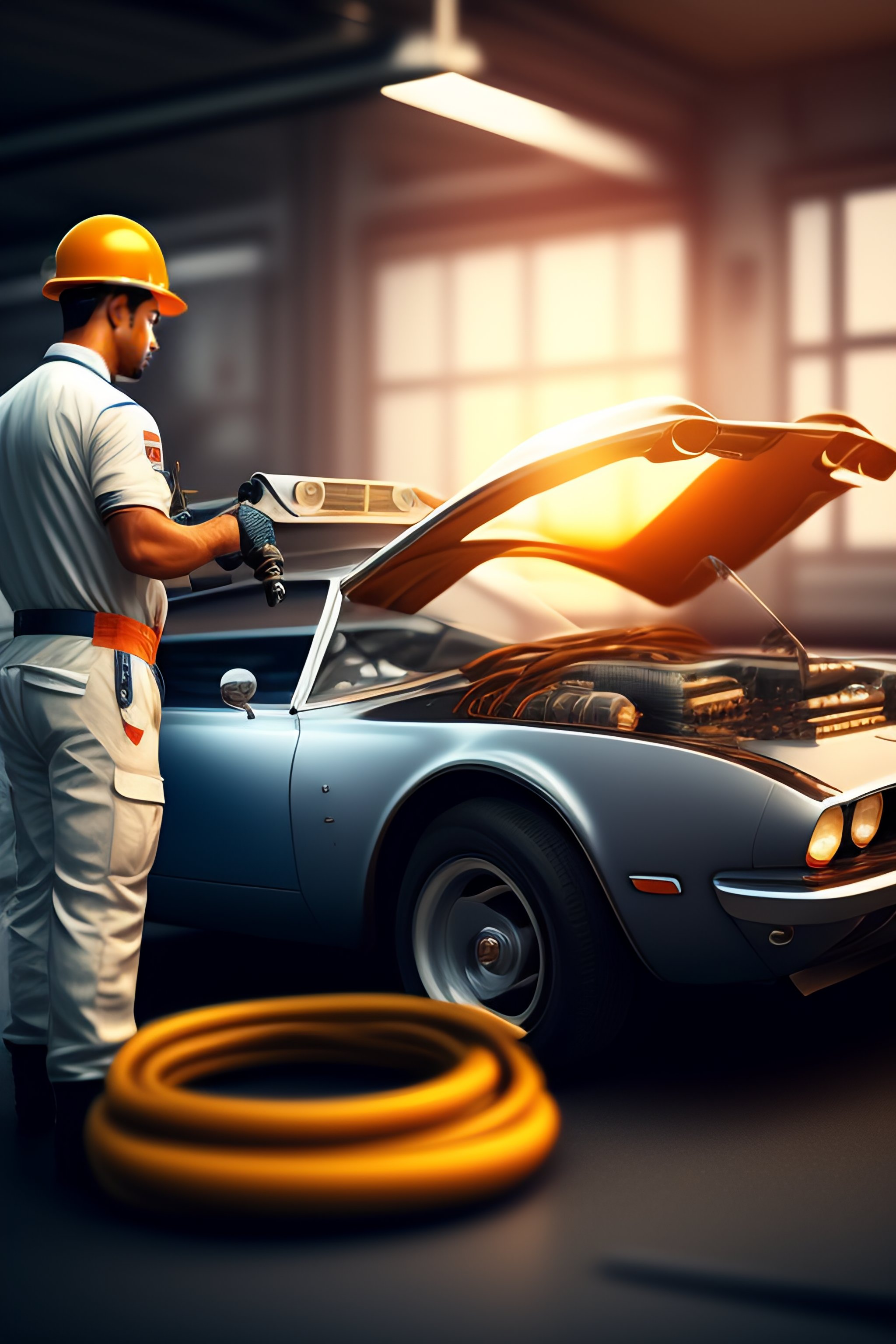 Lexica - Mechanic care of a car man 3d white background png, Full body ...