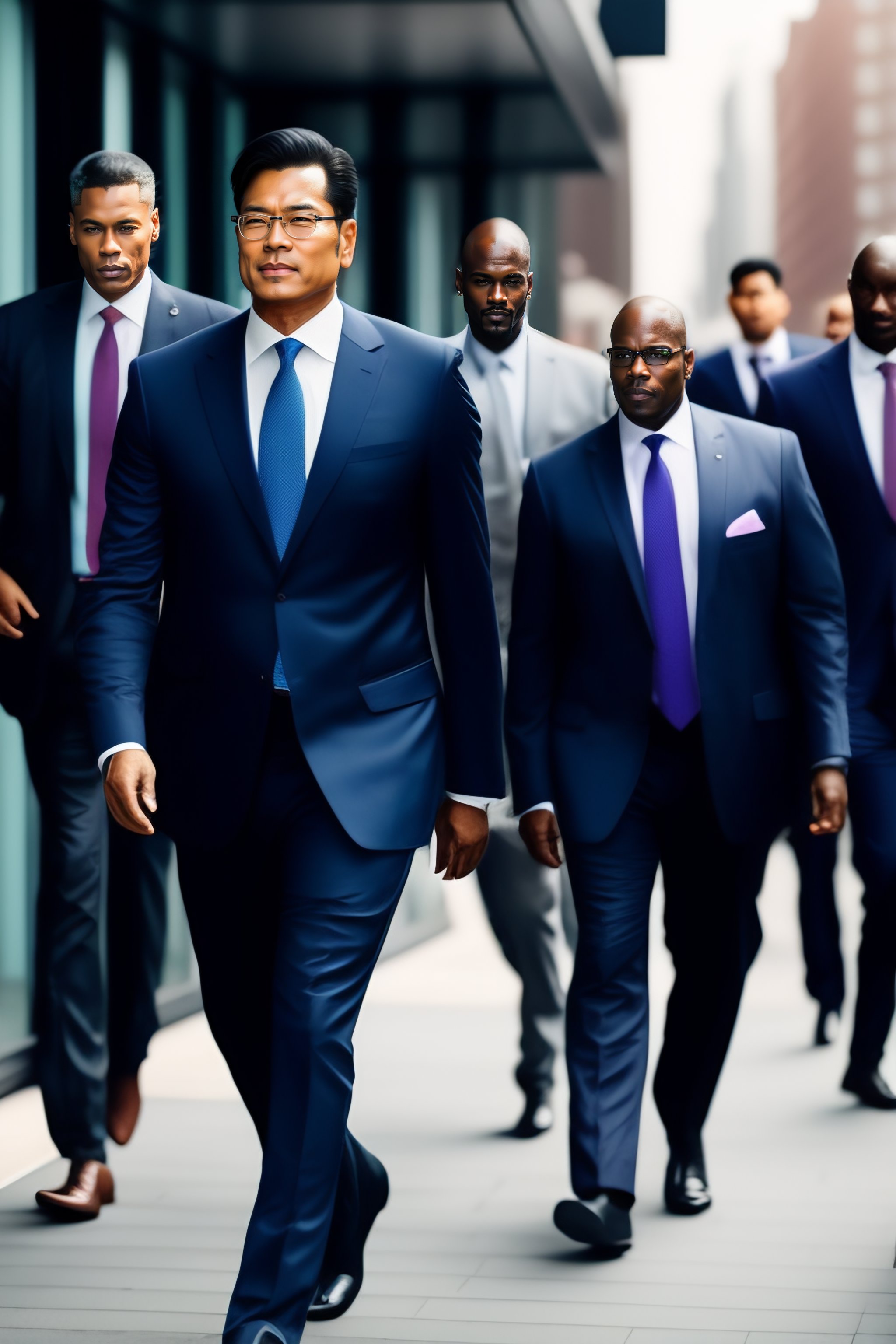 Lexica - A CEO stepping out of his car into his company's building with ...