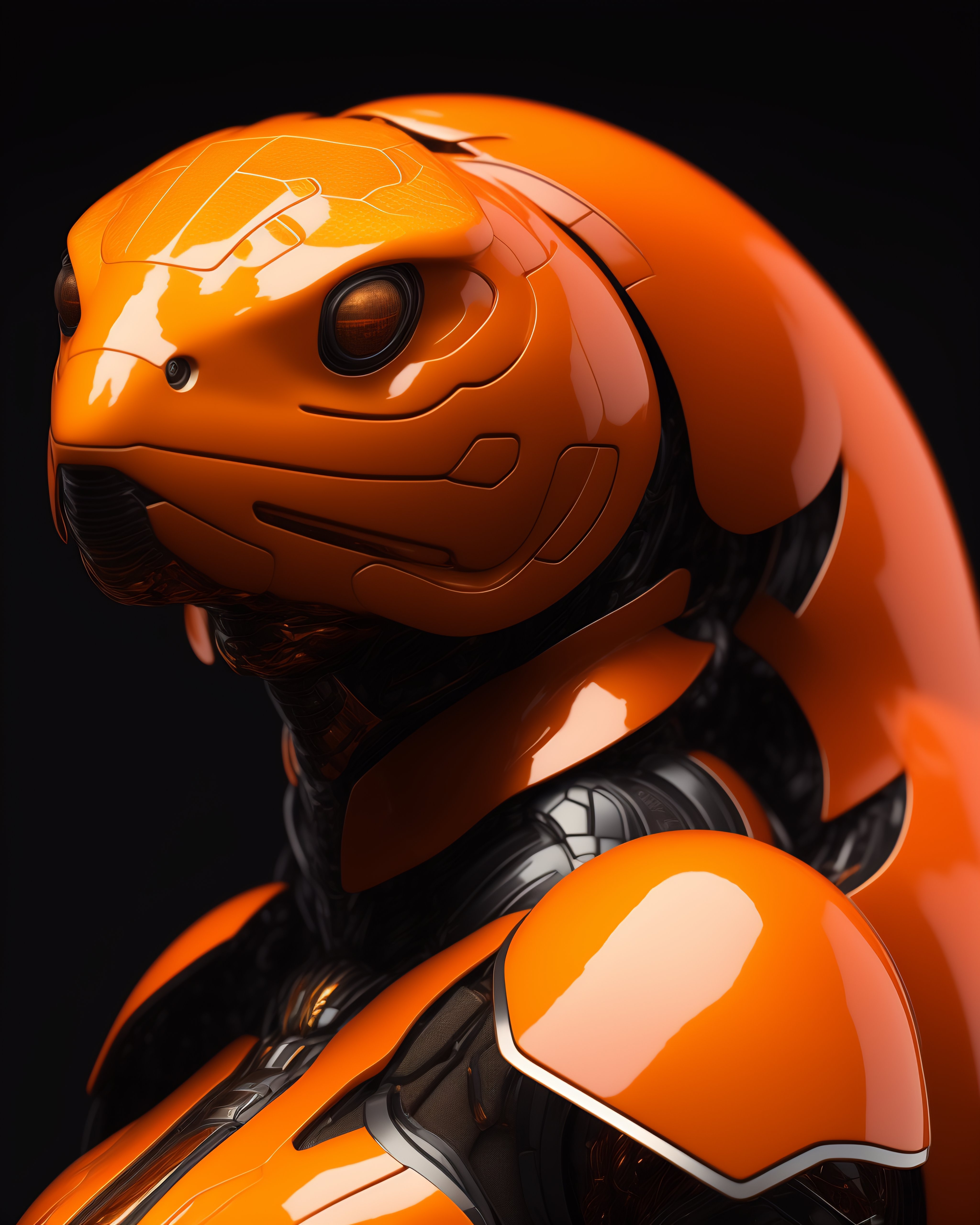 Lexica - Portrait of a cybernetic orange snake a spiritual full body ...