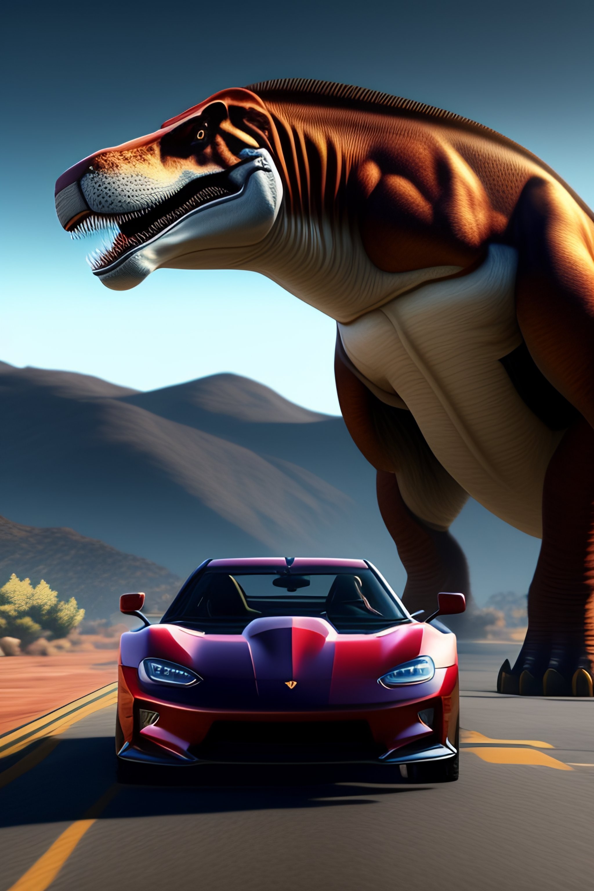 Lexica - T-rex eating a car in gta 5