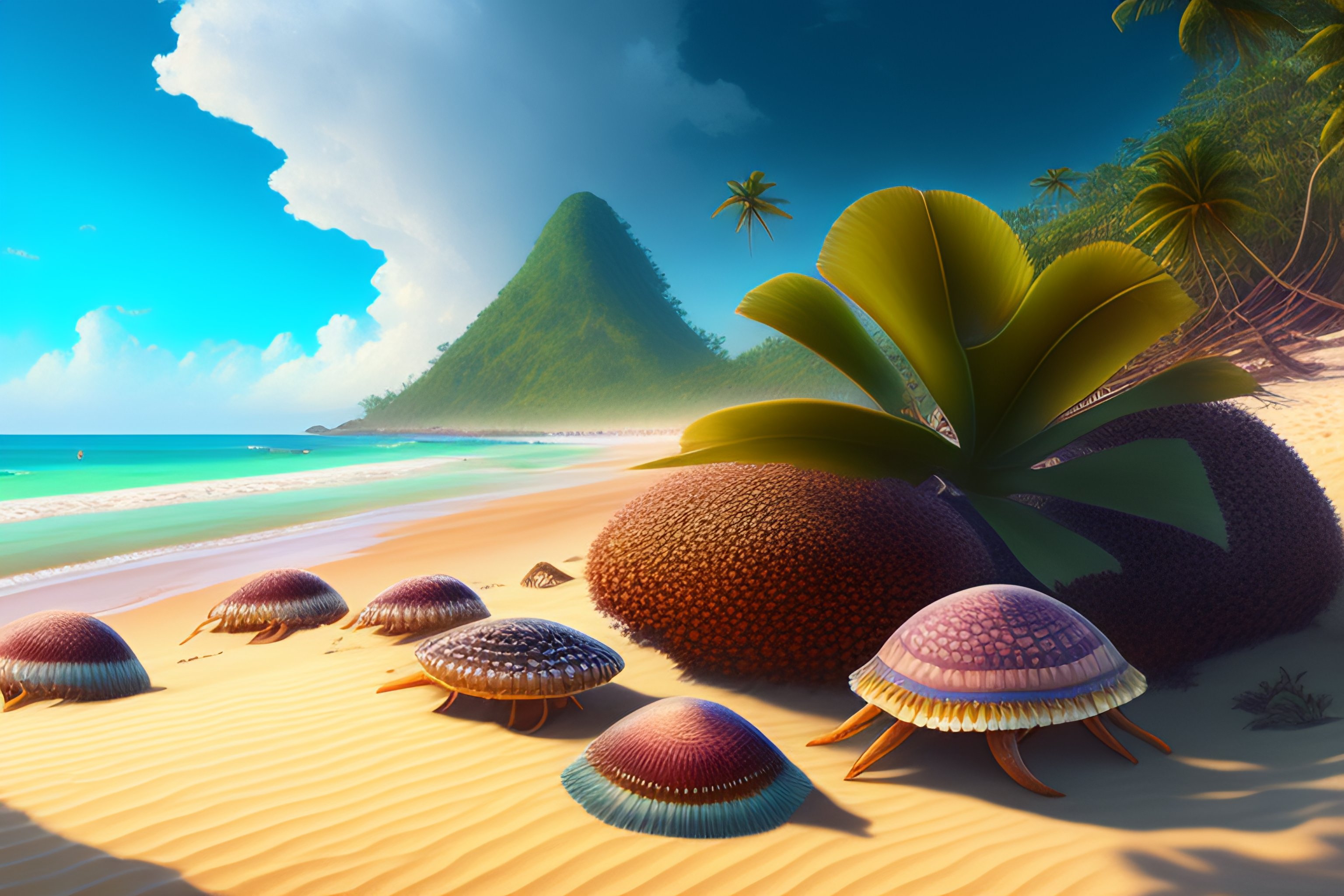 Lexica - Giant shells clams monsters and coconut crabs on tropical ...