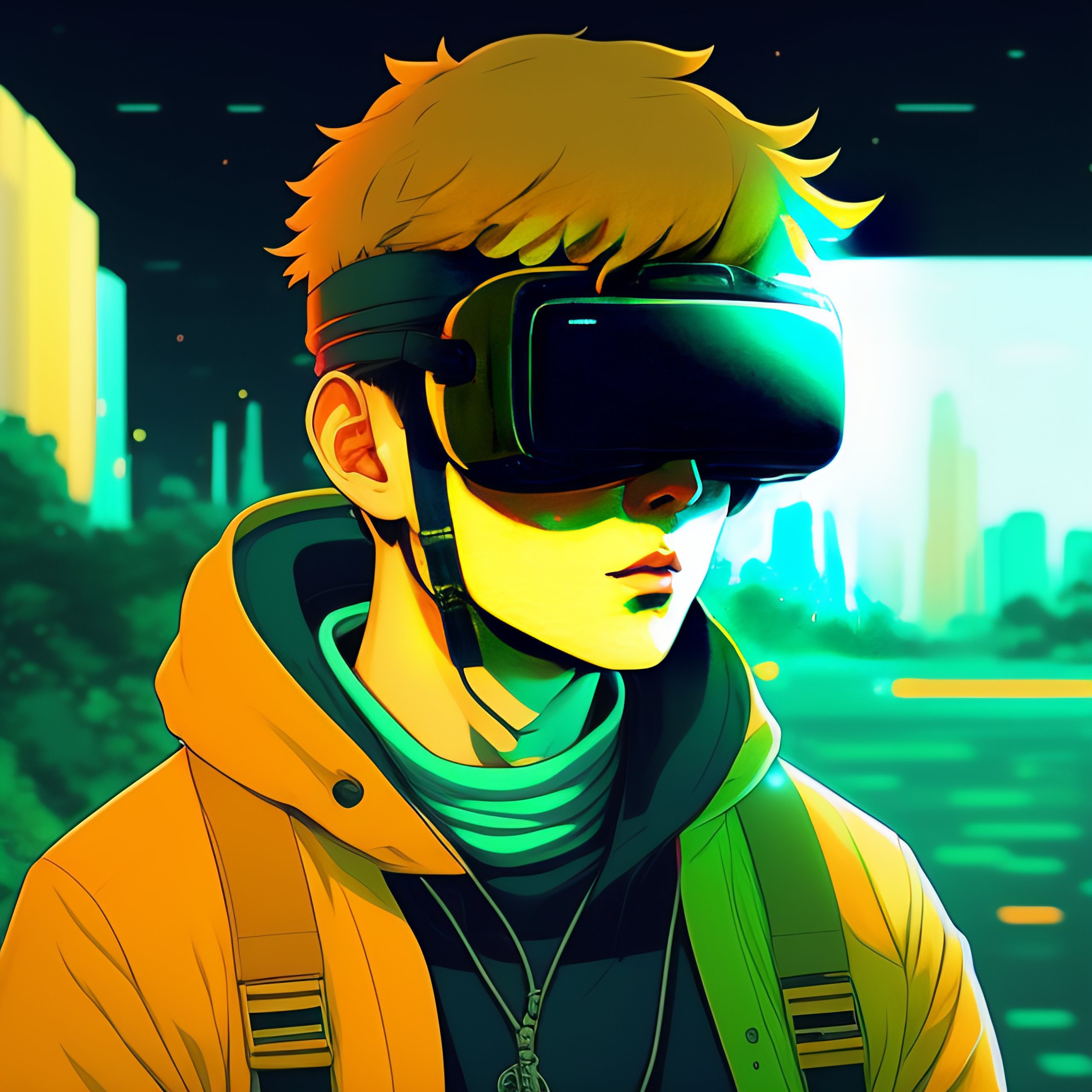 Lexica - Guy with a vr headset, style of laurie greasley, studio ghibli, akira toriyama, james ...