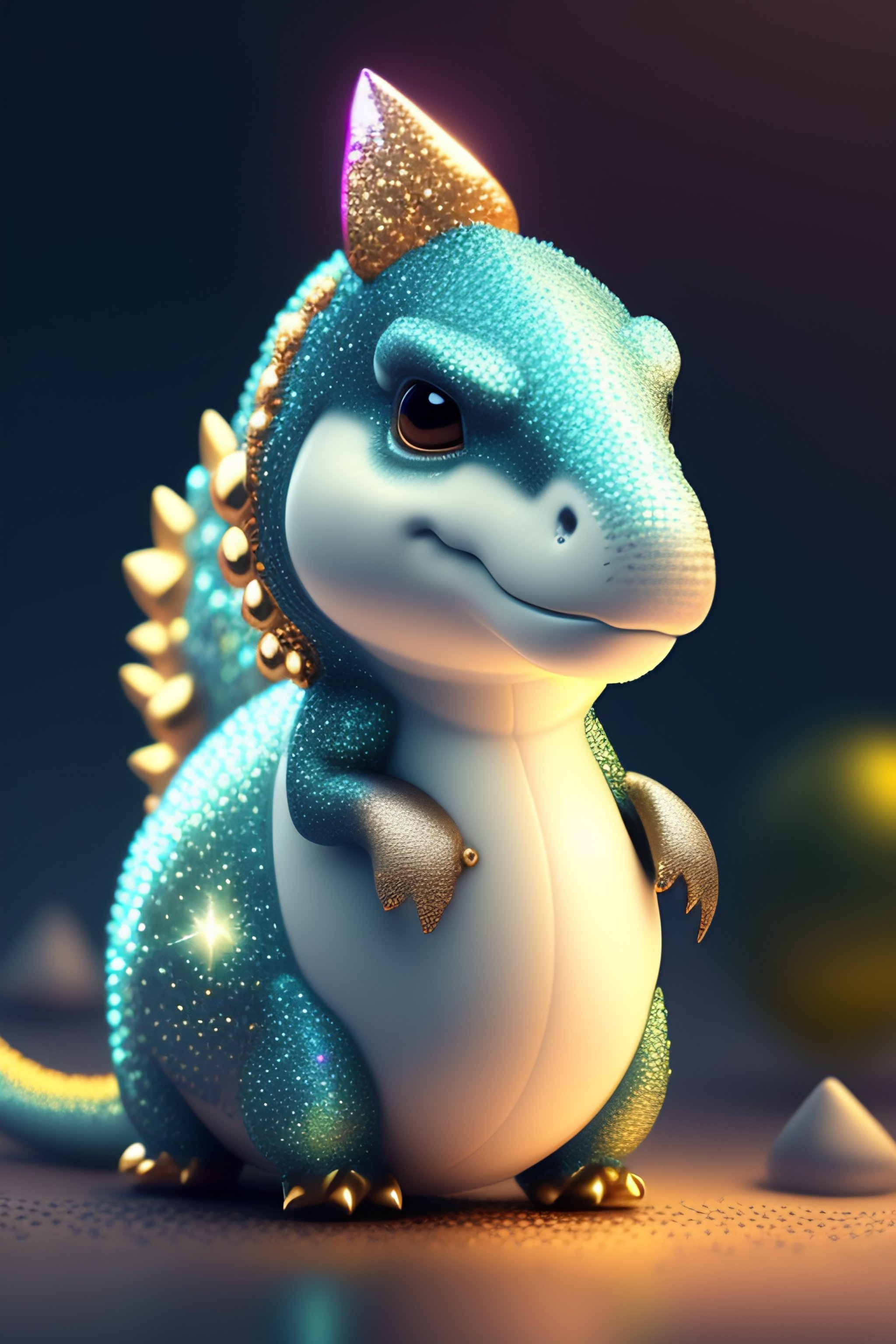 Lexica - CUTE AND ADORABLE CARTOON FLUFFY dinosaur, SILVER, GLITTER ...