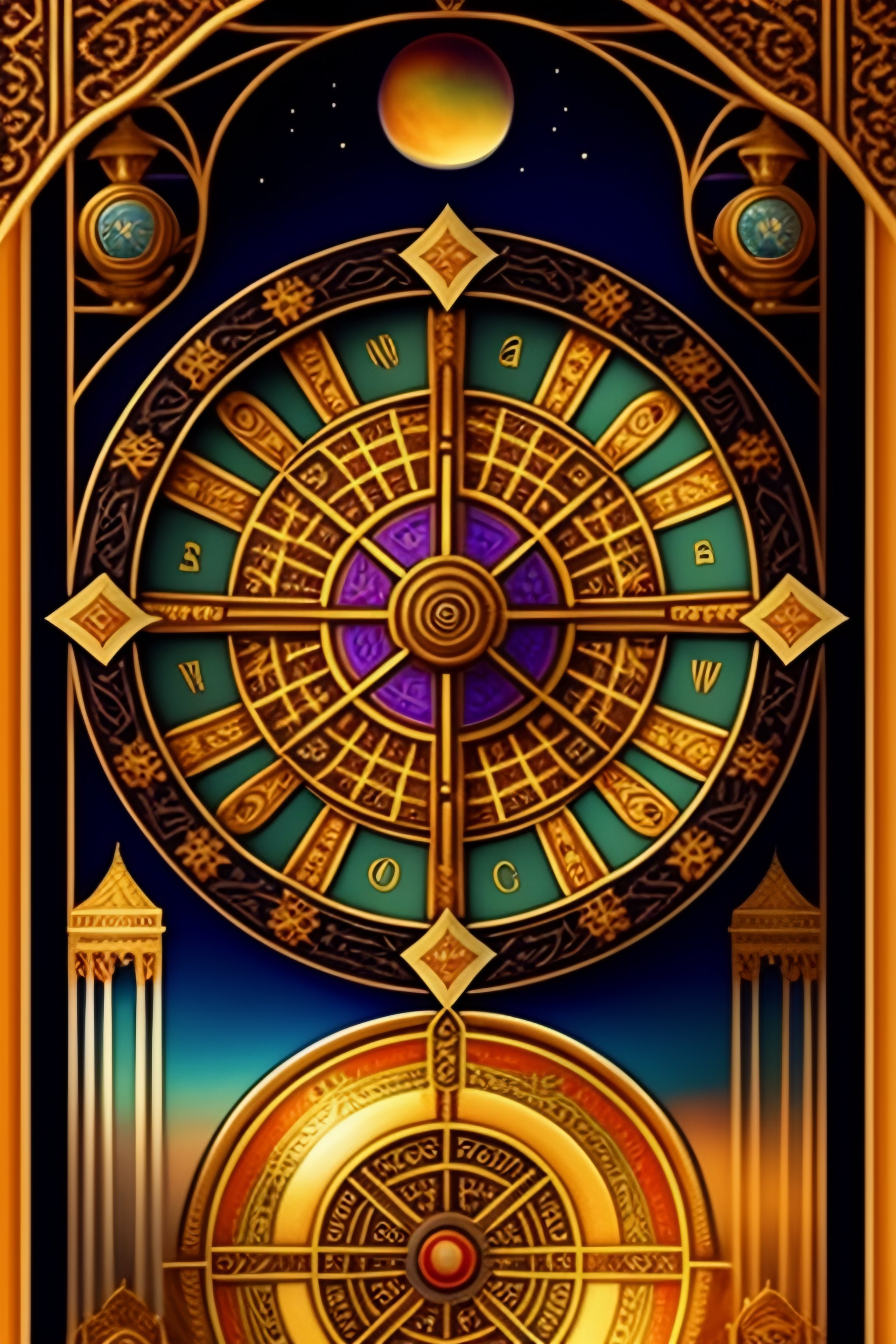 Lexica - Tarot Major arcana card Wheel of Fortune, clean lines, card's ...