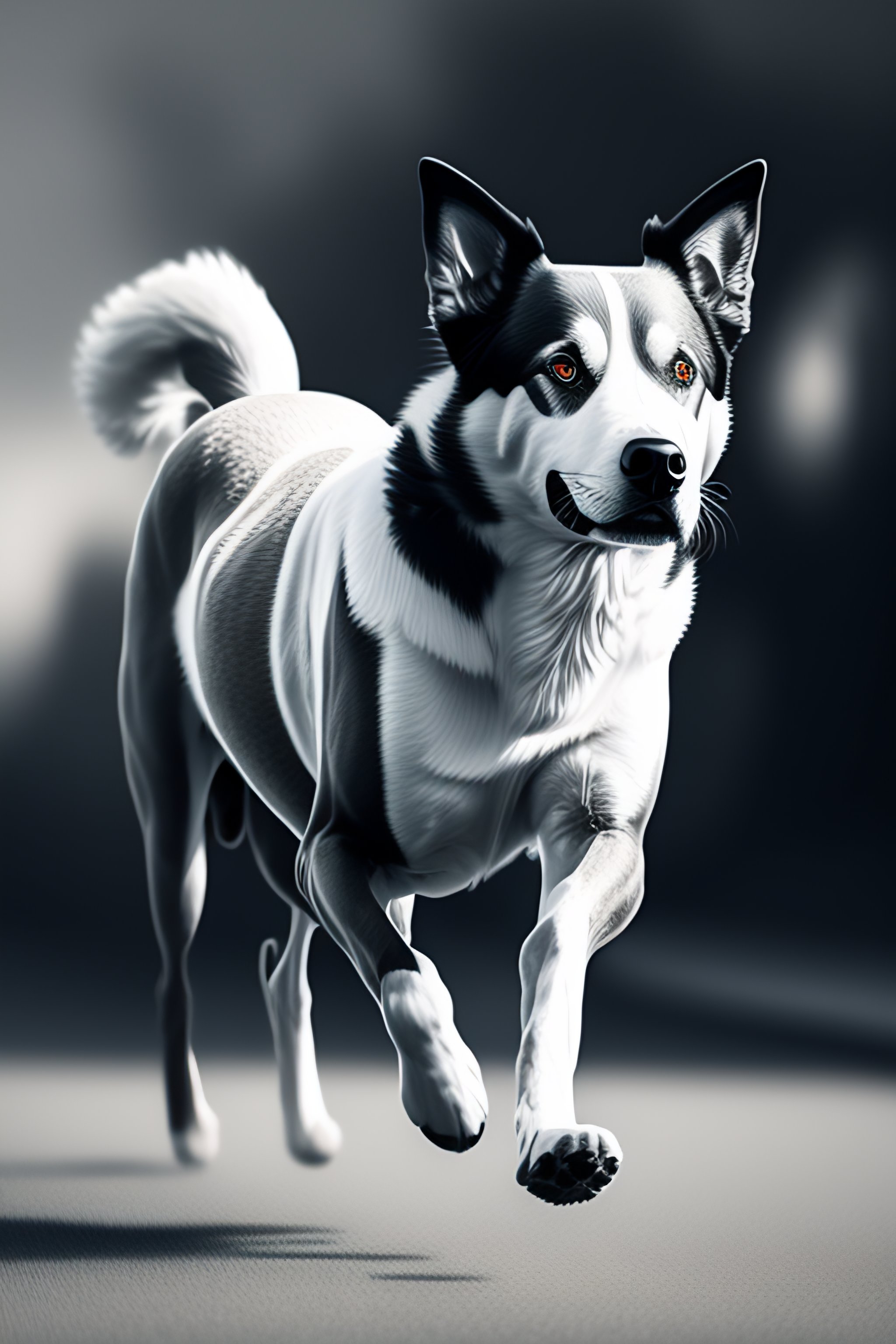 Lexica - Running dog, flat desing with triangles only, grayscale, ultra ...