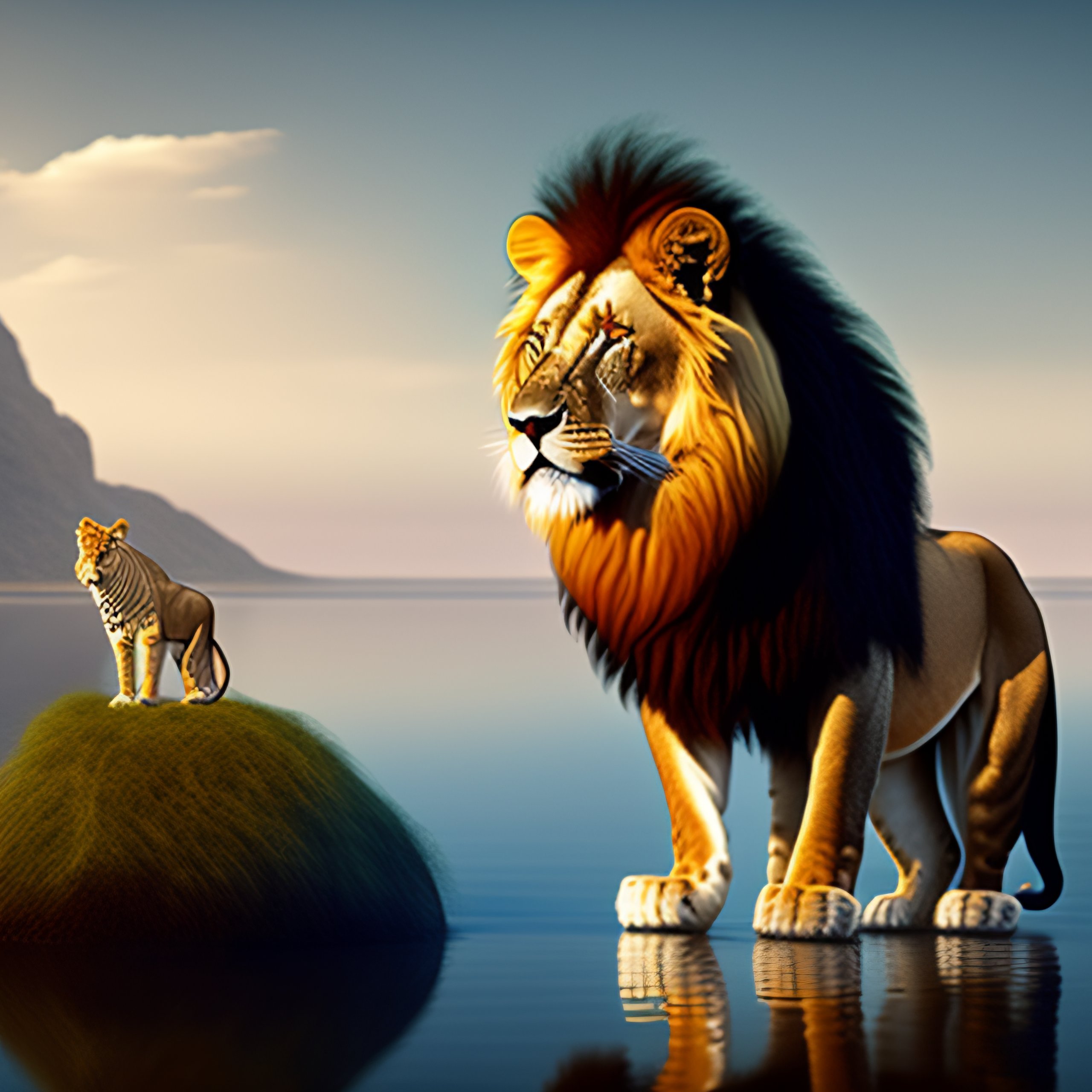 Lexica - A lion humanoid fishing