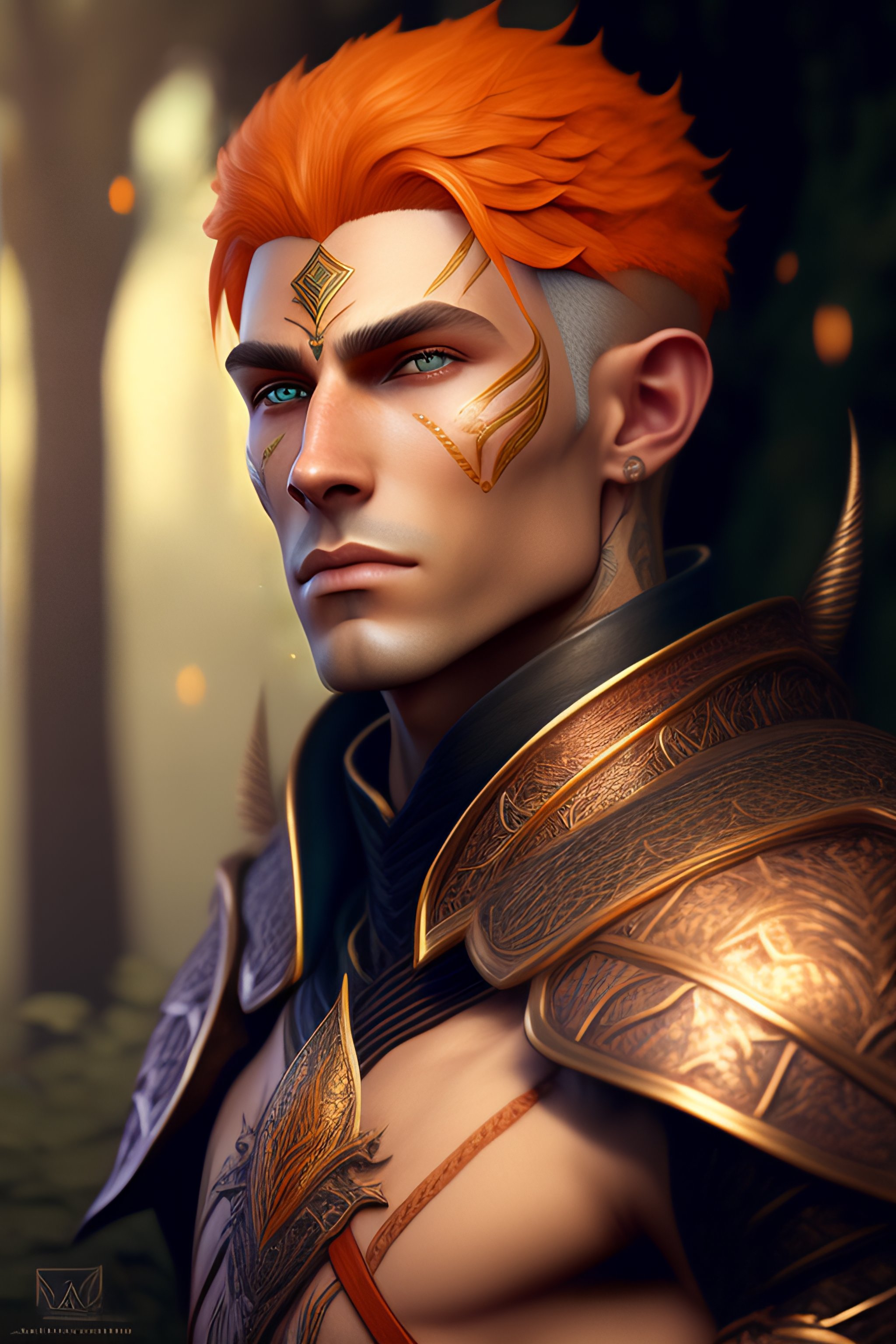 Lexica - Portrait painting of an elven eladrin young man with short ...