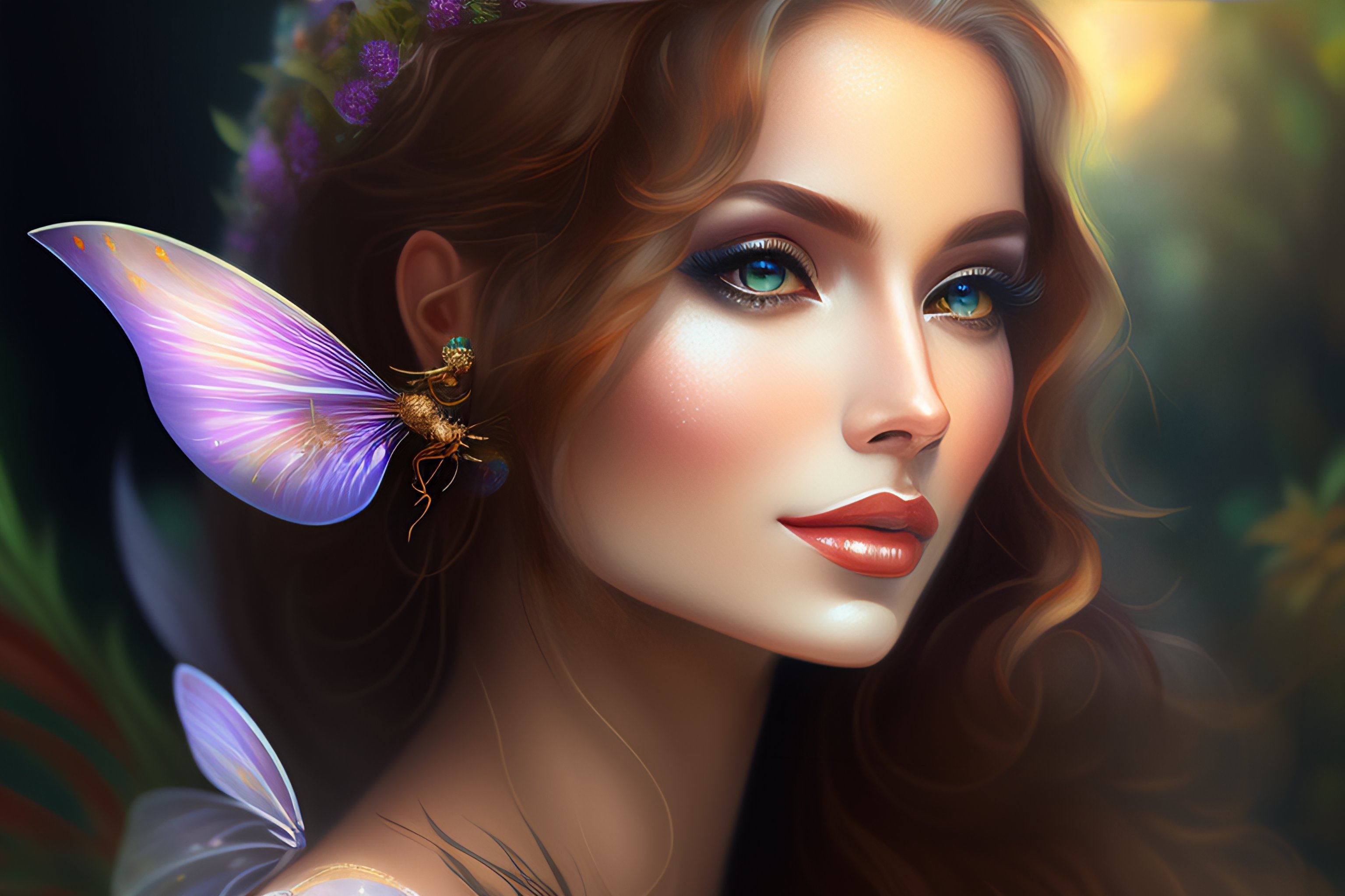 Lexica - , a woman fairy fly , digital art, in style of esther puche trending deviantart