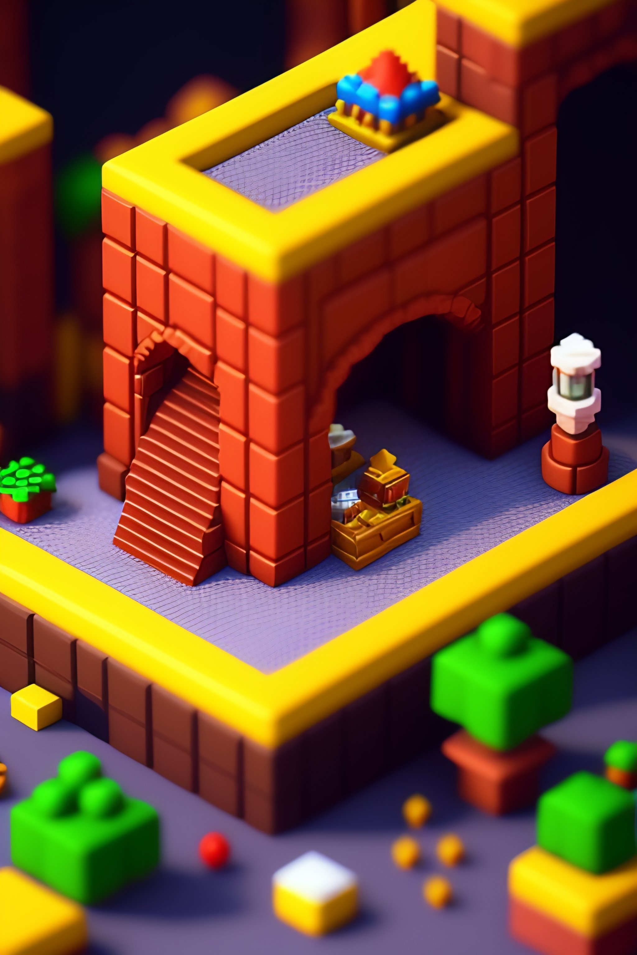 Lexica - Detailed isometric super mario bros level, pixel art, unreal ...