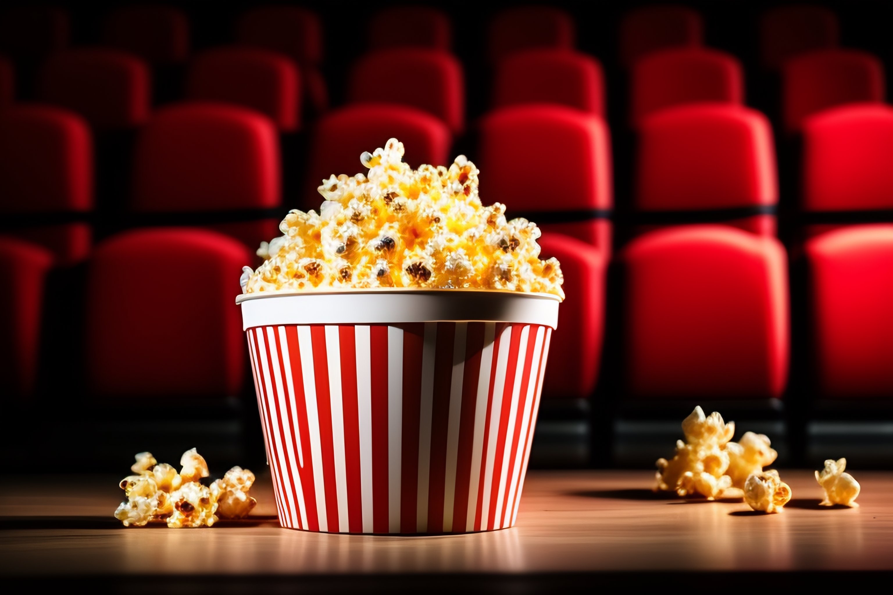 Lexica - Photograph of popcorn in cinema