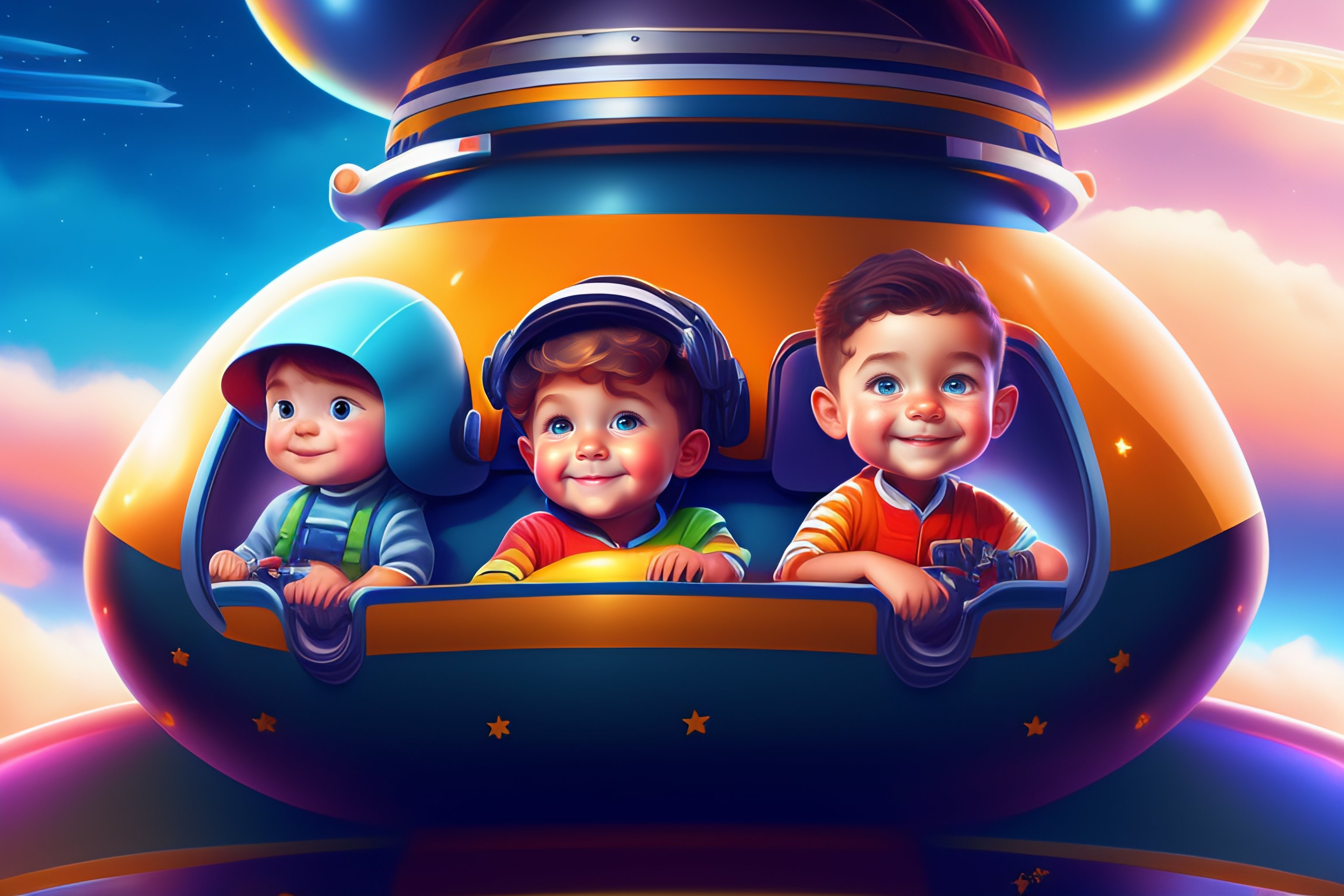 Lexica - Digital art of two kids, a boy and a girl, they are sitting in ...