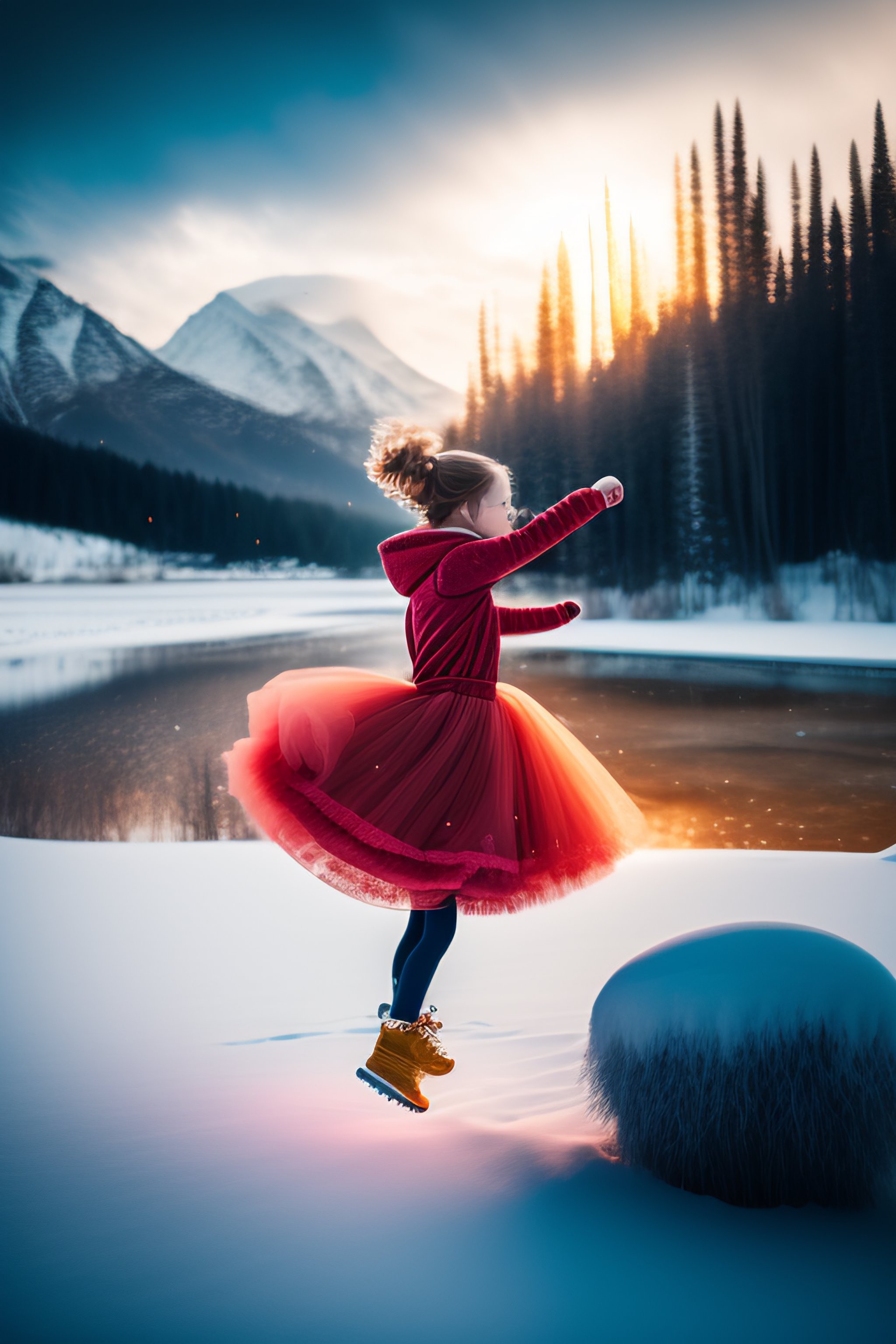 Lexica - A girl dancing in snow