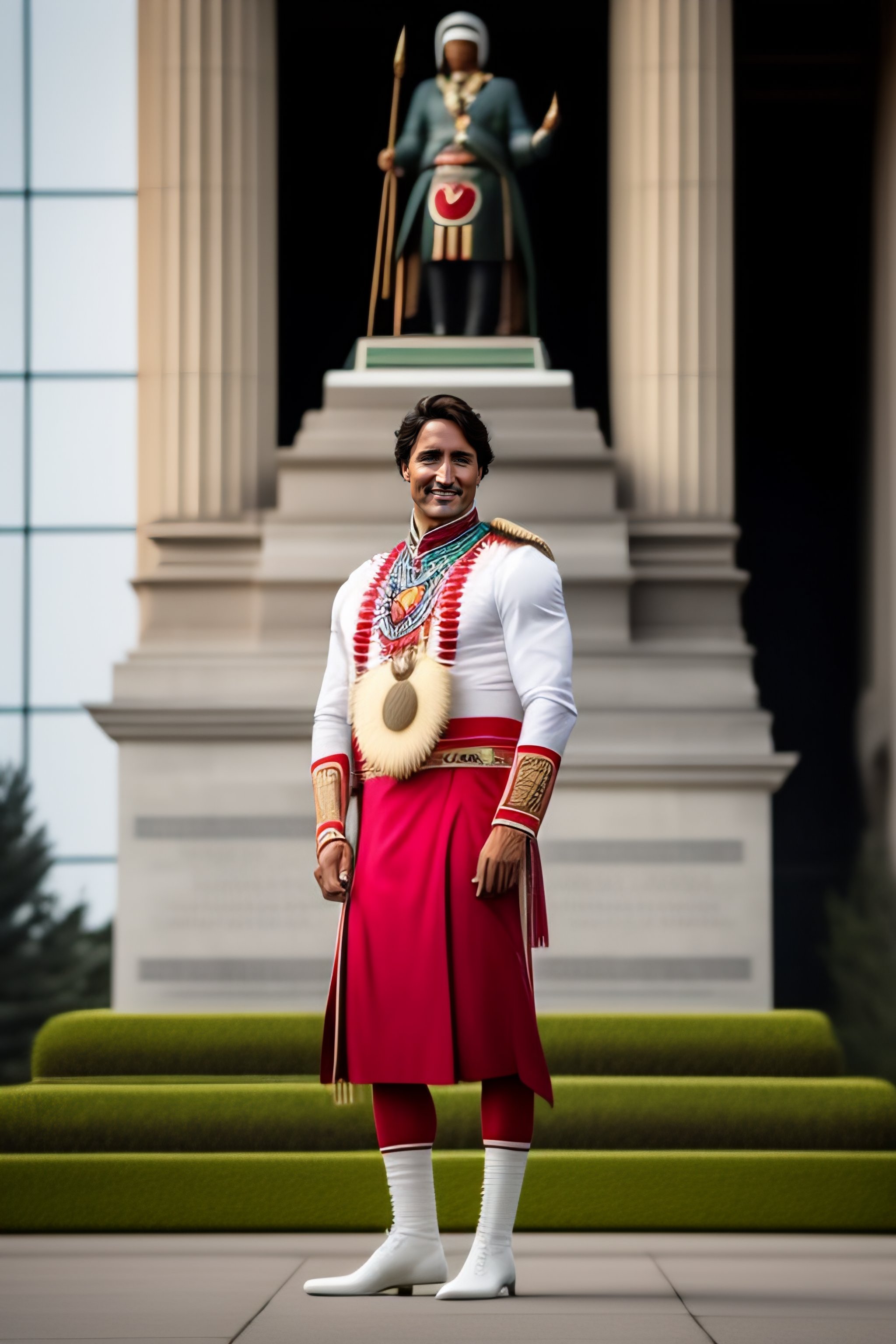 Lexica - Justin trudeau dressed in indigenous clothes in front of ...
