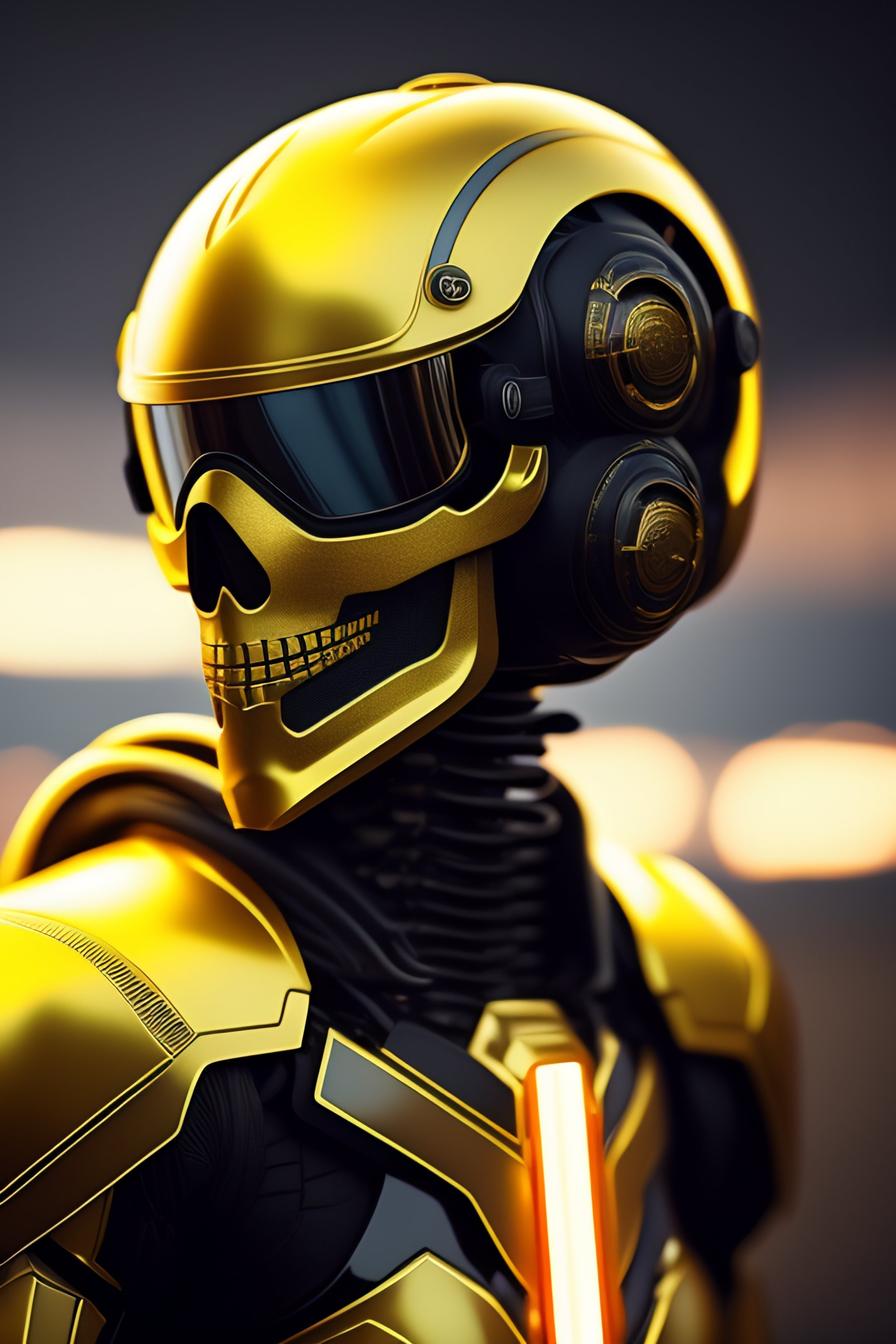 Lexica - A skeleton with white glow eyes wearing golden black elite ...