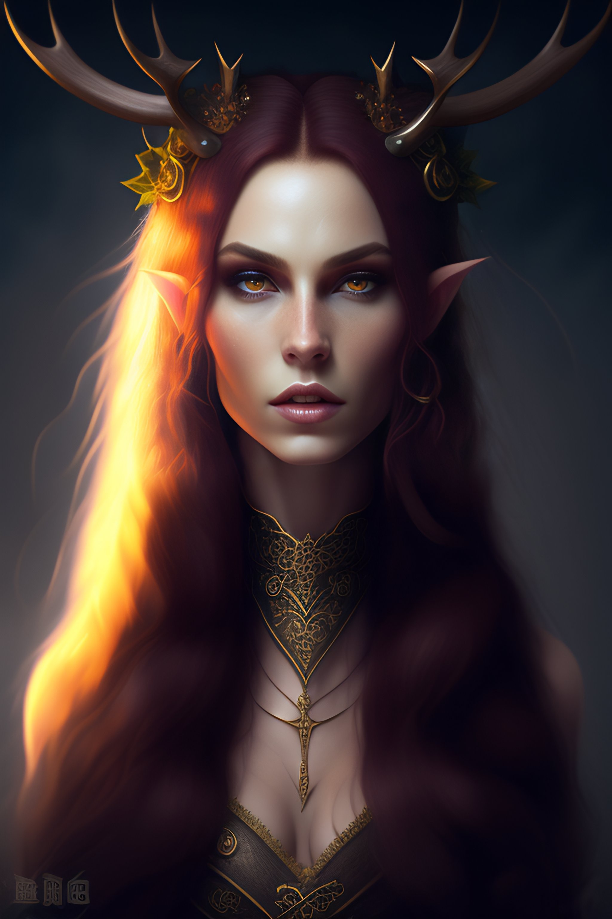 Lexica - Woman with long rosette hair, cubby, long skinny face, big ...