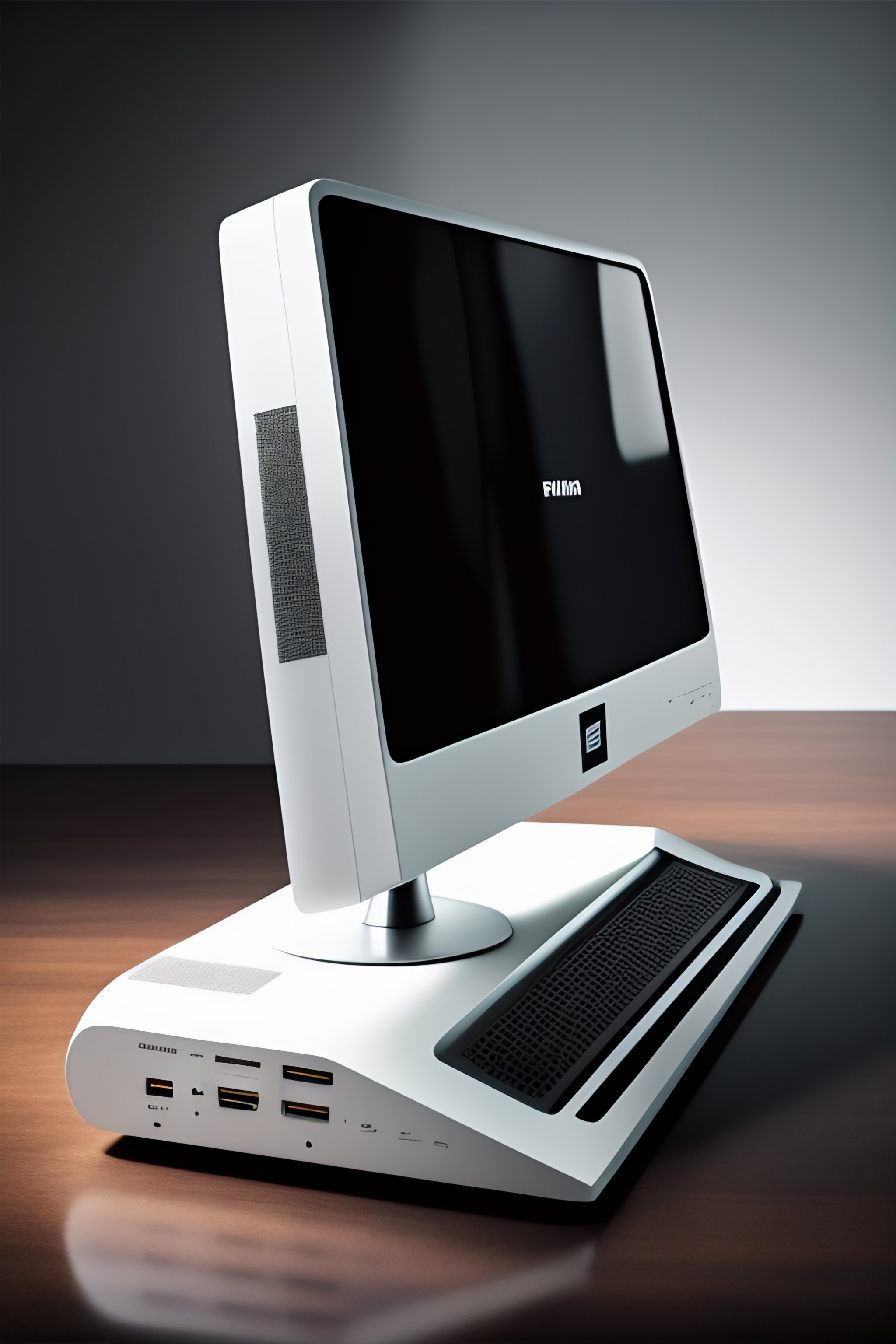 Lexica - A PC Monitor designed by Dieter Rams. Product ad futuristic.