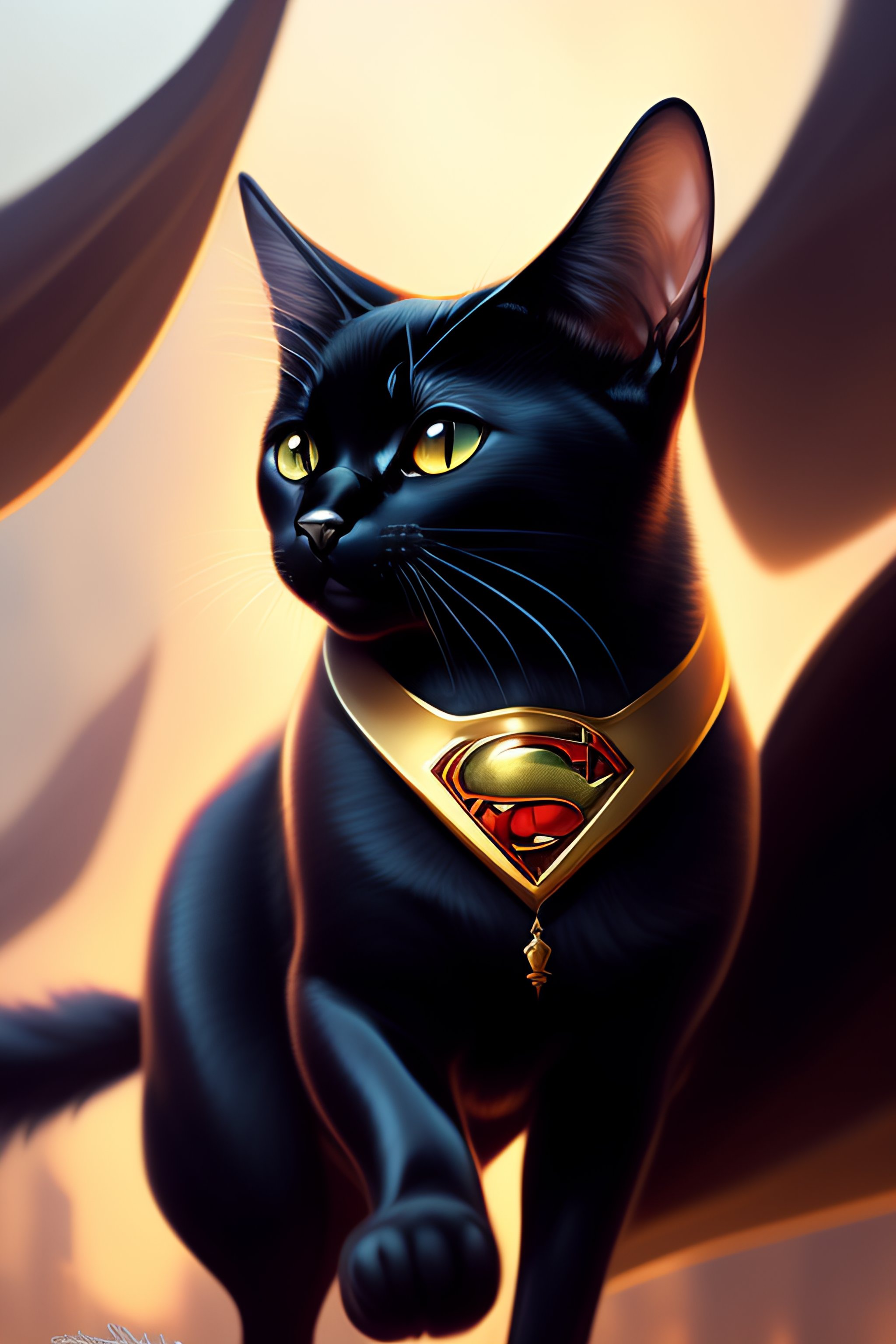 Lexica - A cute magical flying black cat, fantasy art drawn by disney ...