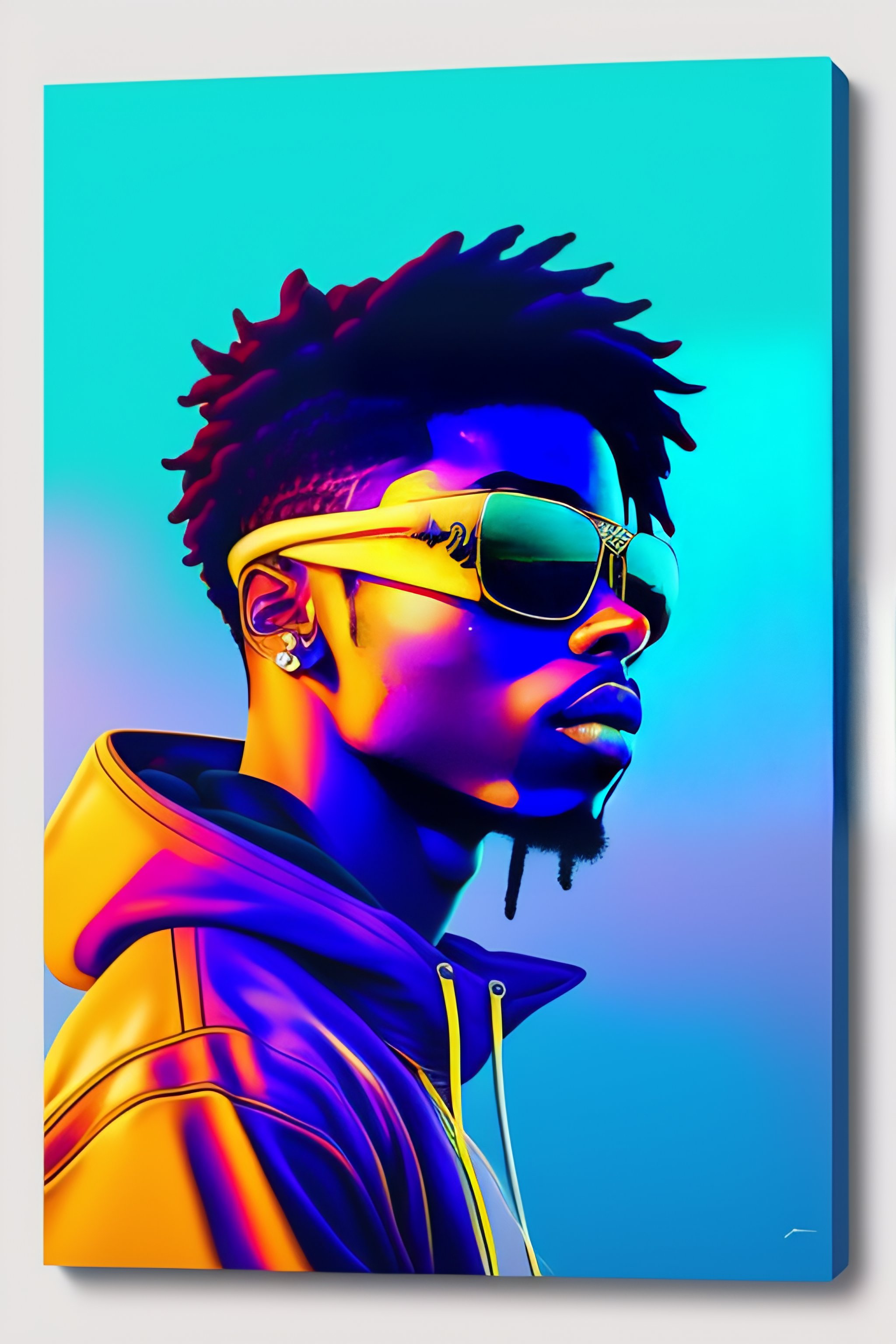 Lexica - A silhouette of a Rapper, cartoon style, blue background, wear ...