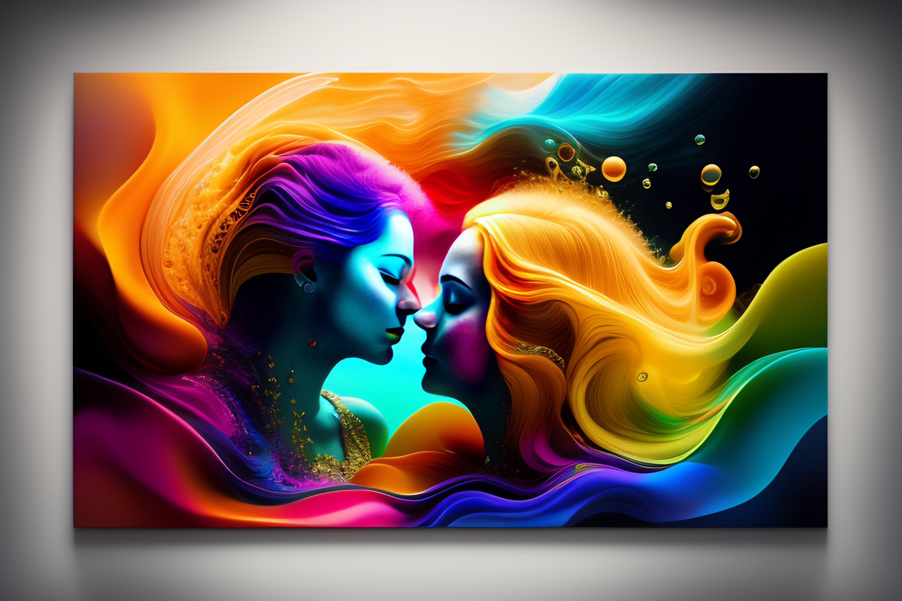 Lexica - Abstract colorful underwater ink art of two girls playing ...