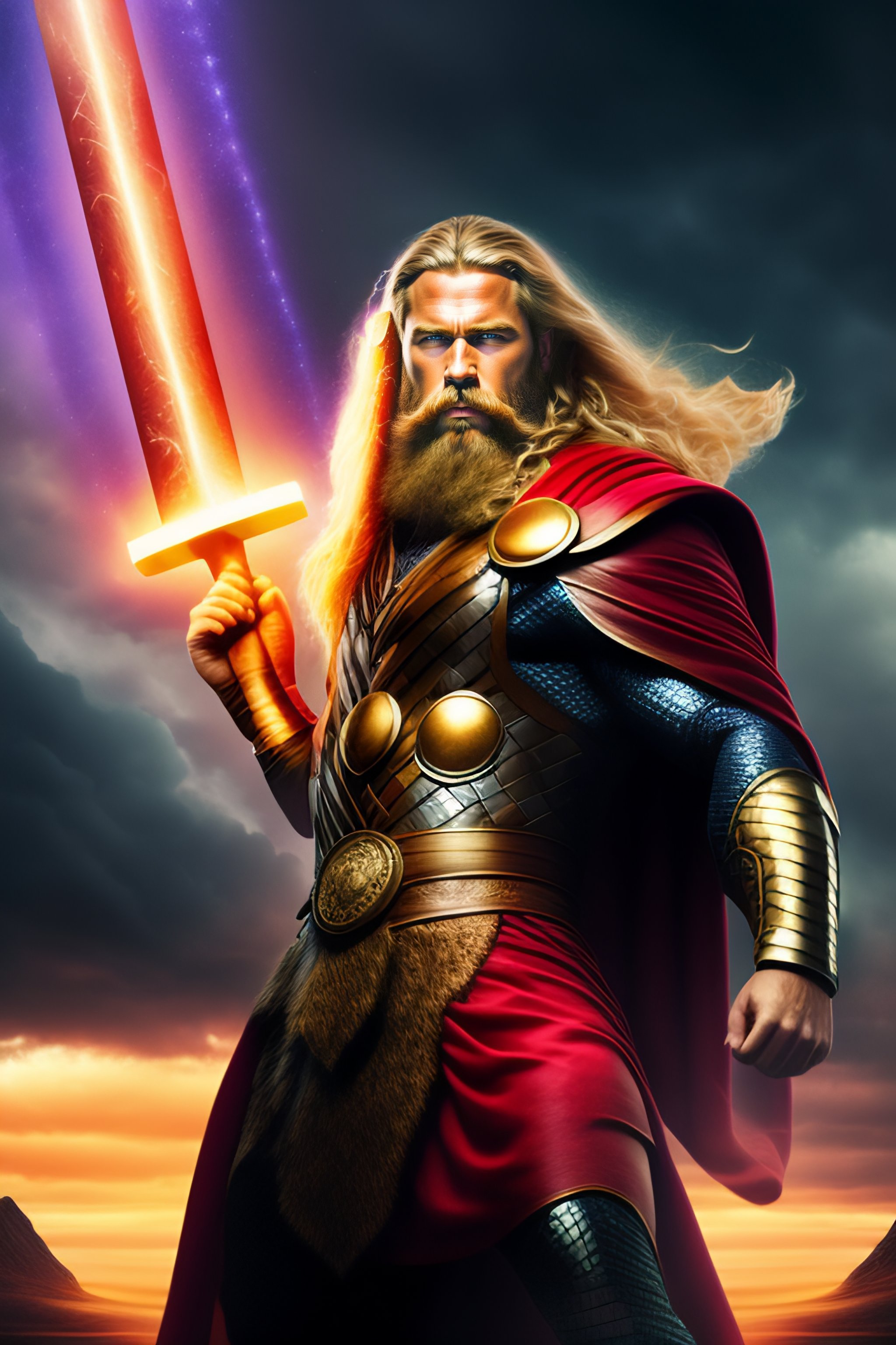 Lexica - Realistic, psychedelic image of Thor Norwegian Viking God ...