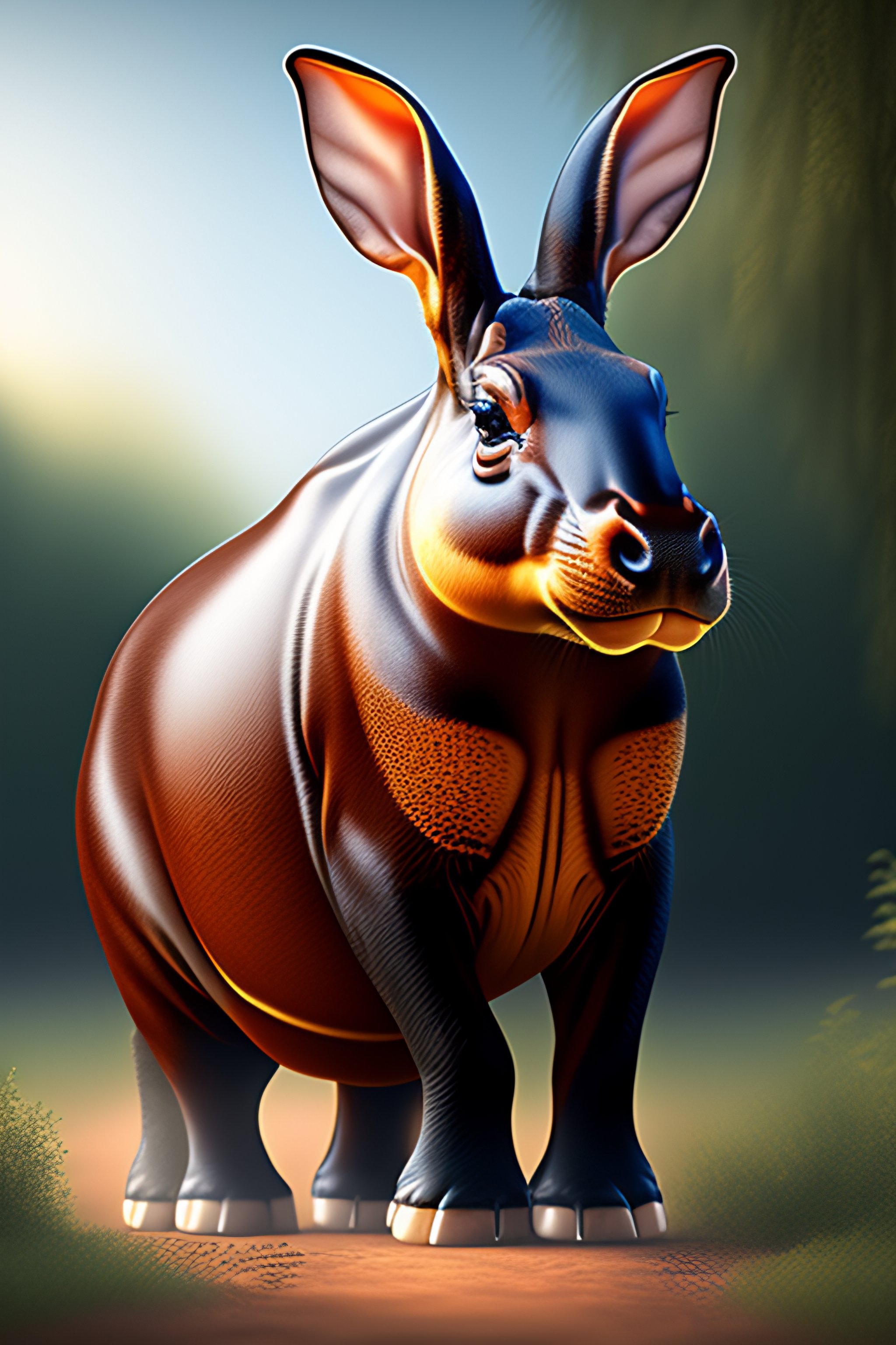 Lexica - Realistic painting of a rabbit and hippopotamus hybrid animal ...
