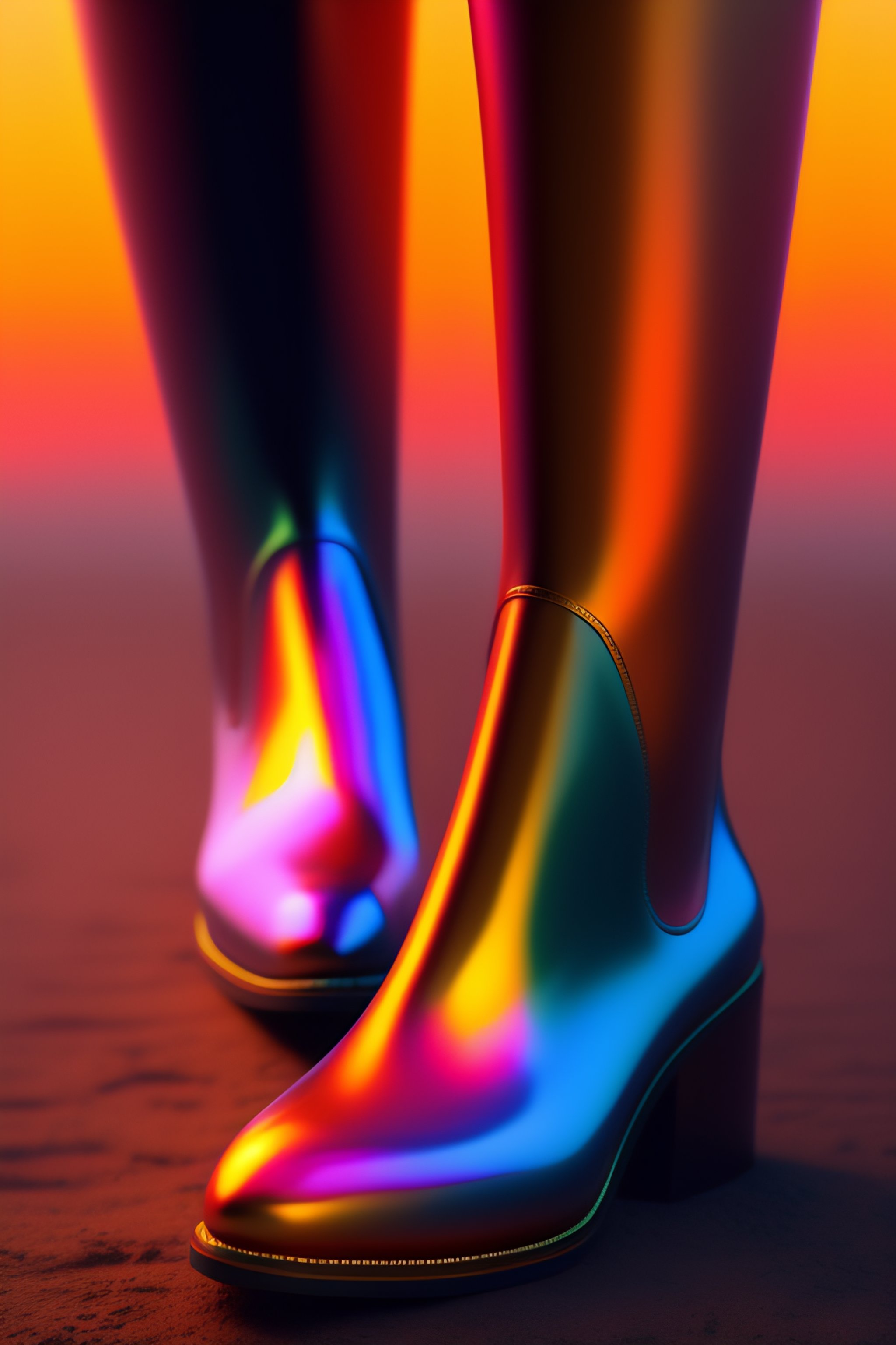 Lexica - Terracotta glass boots. neon colors, ethereal, extremely high ...