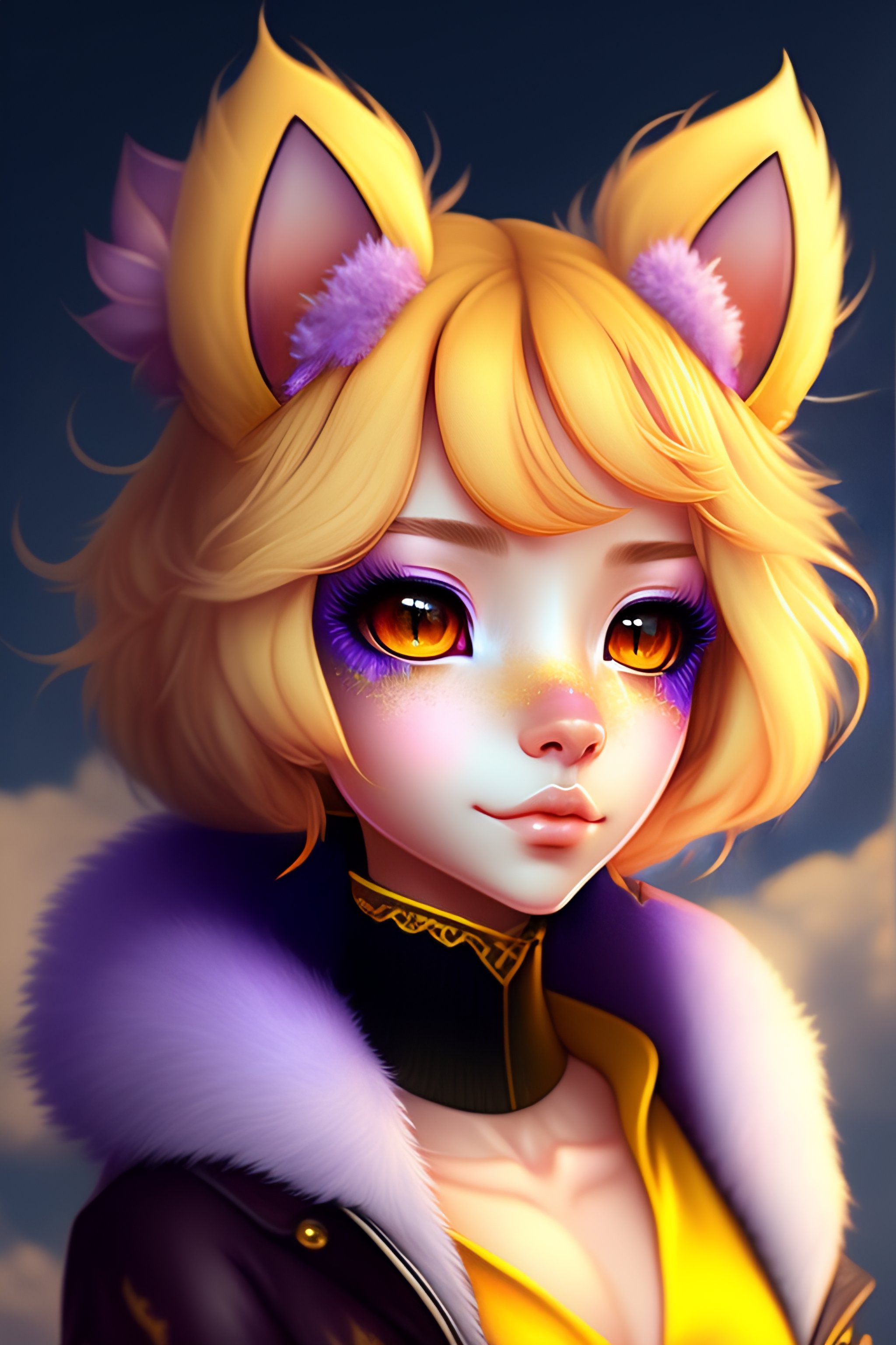 Lexica - A furry with lavender and yellow fur digital art cute anime ...
