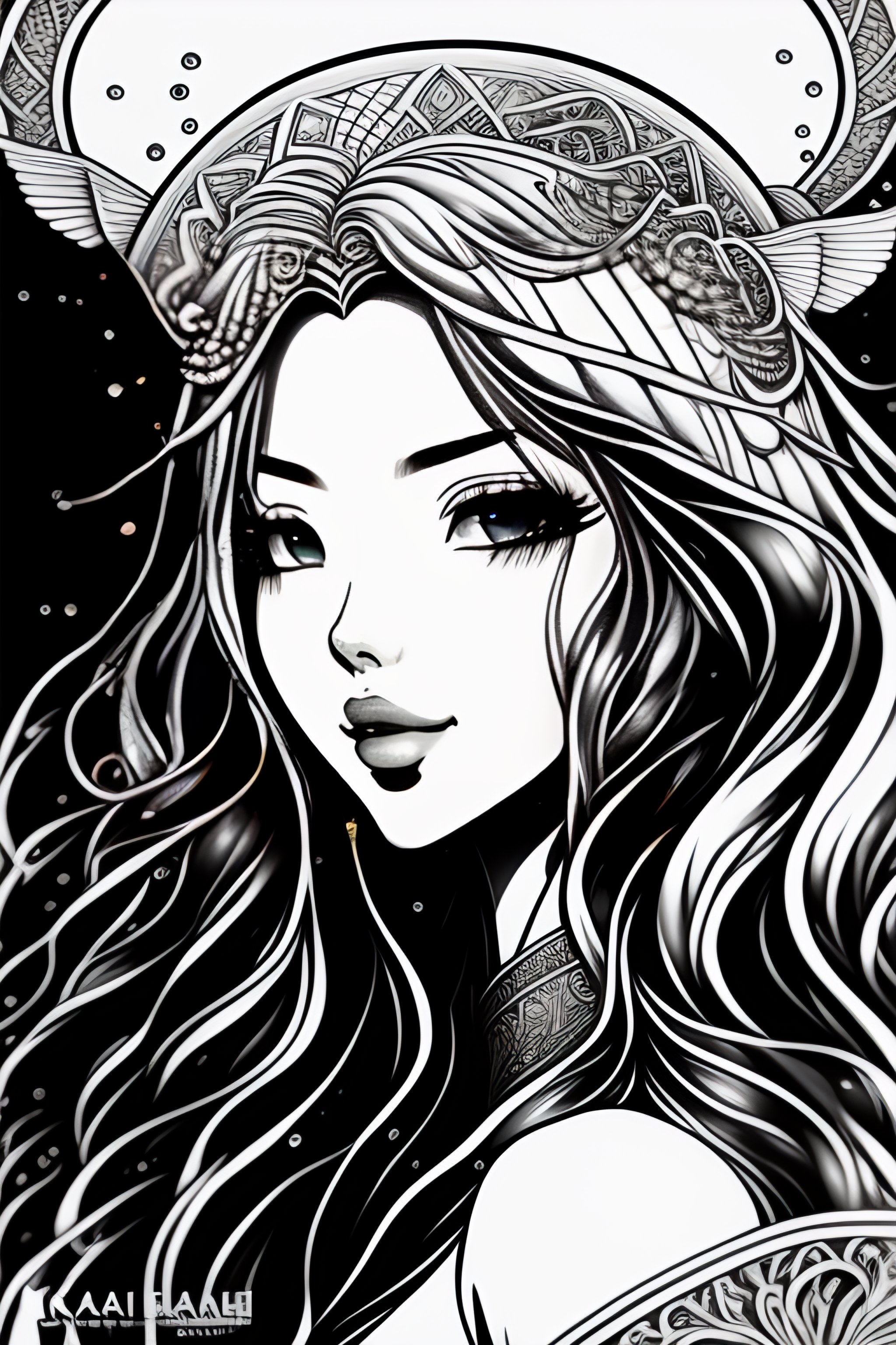 Lexica - Mermaid with long scaled tail, long angle shot, long flowing ...