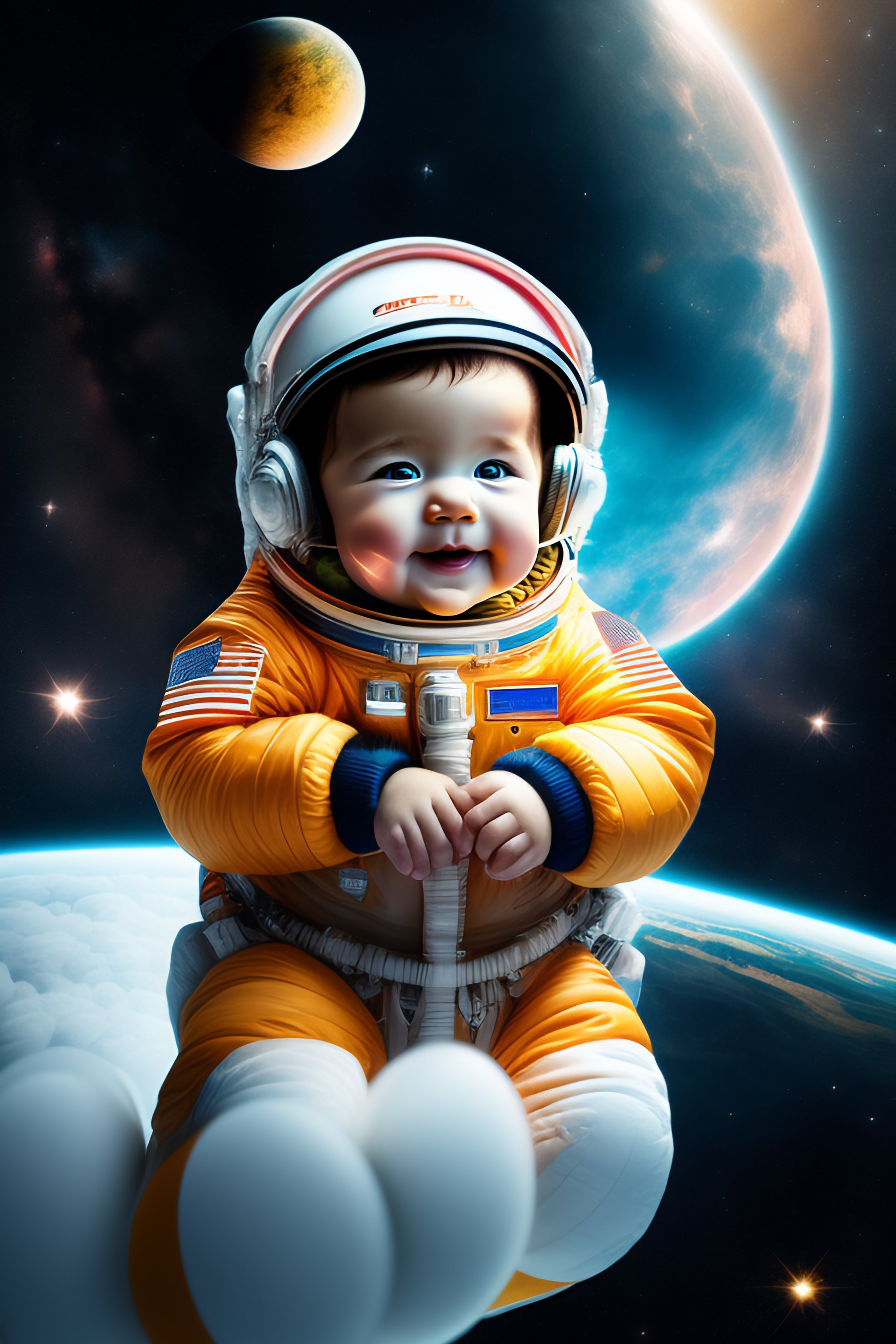 Lexica - Portrait of a baby in space