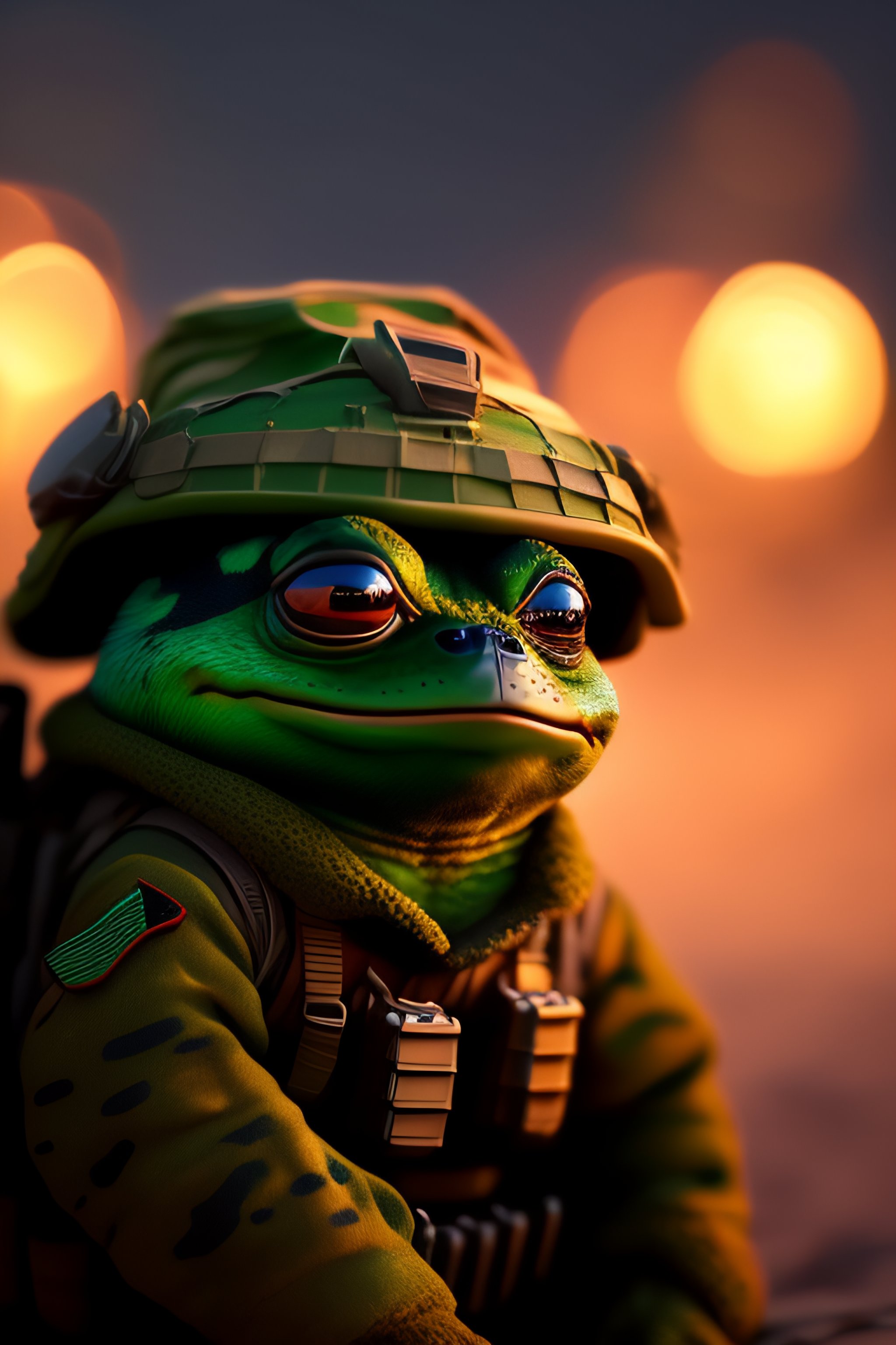 Lexica - An exhausted pepe the frog at the frontlines in the army at ...