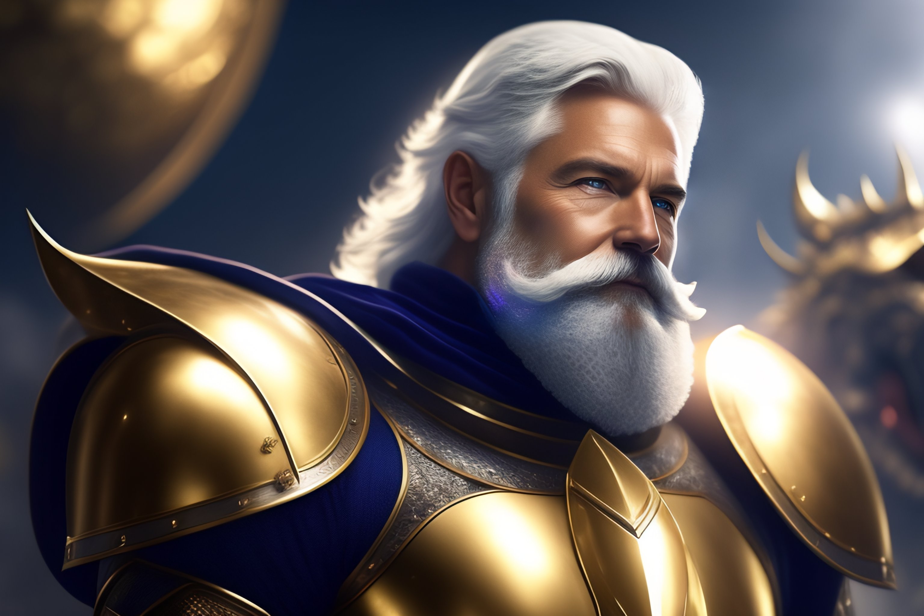 Lexica - 60 year old male white human, white bearded, using a golden ...